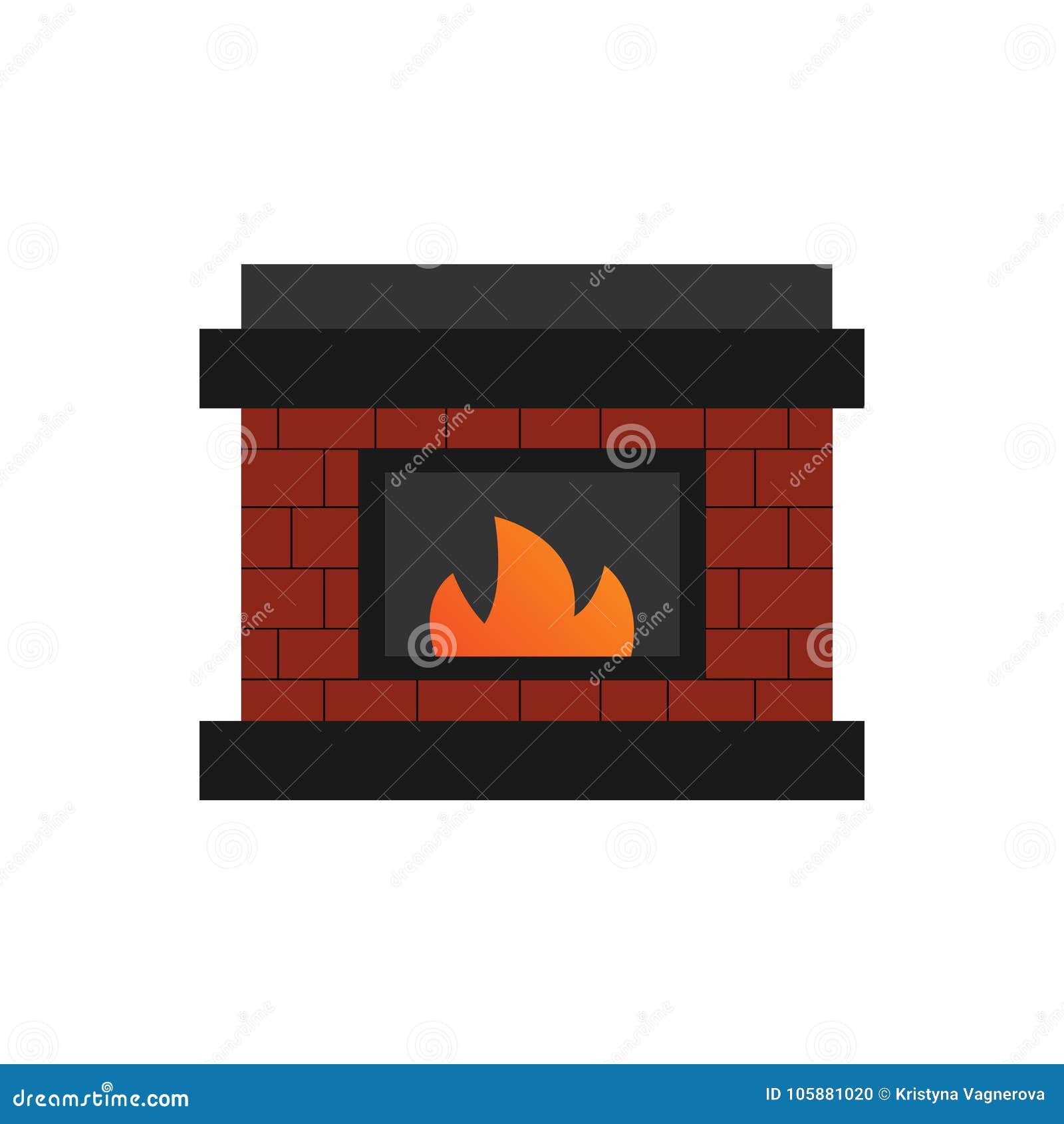 Fireplace with Fire Vector Illustration Stock Vector - Illustration of ...