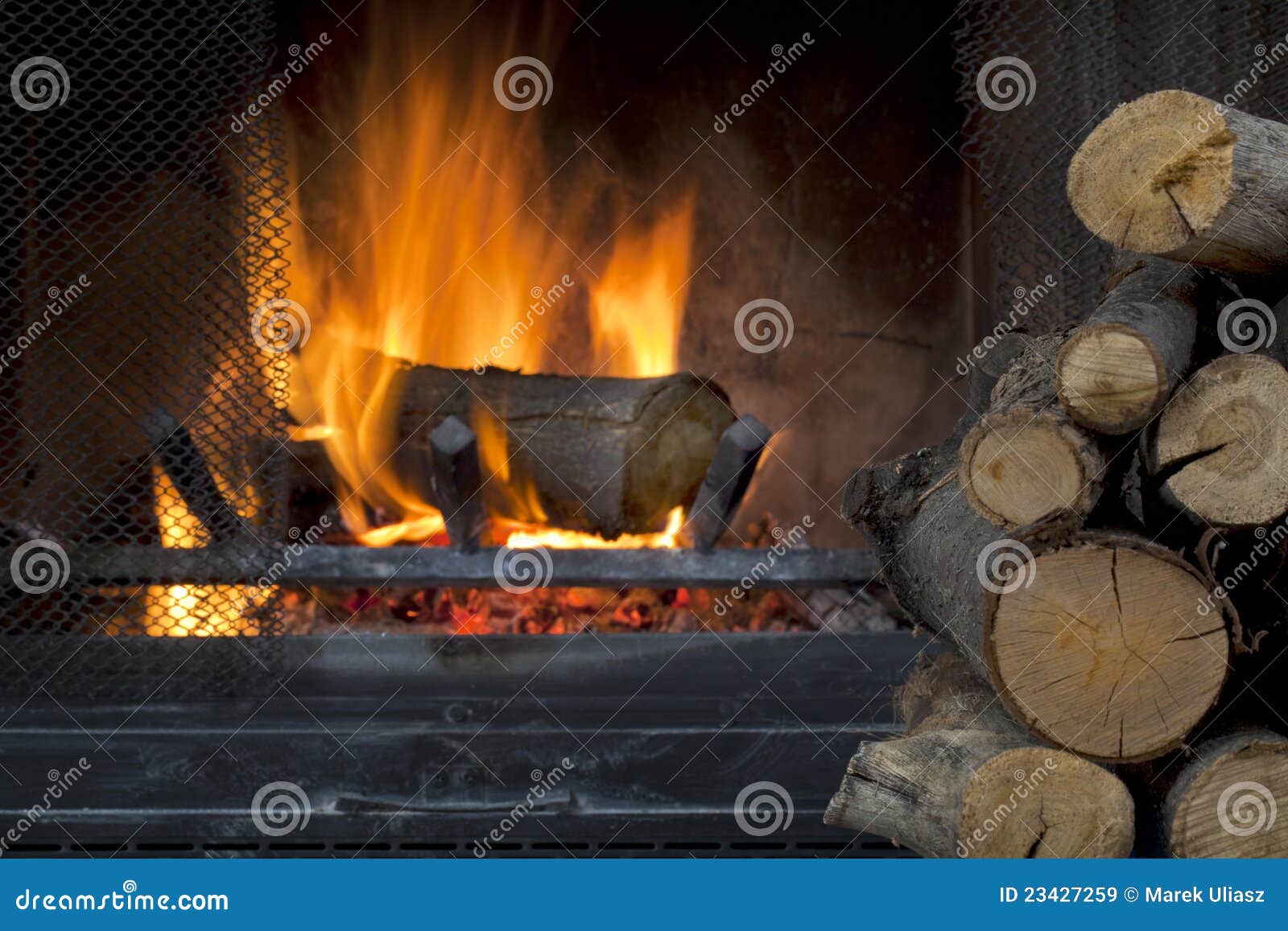 Fireplace and firewood stock image. Image of fireplace - 23427259