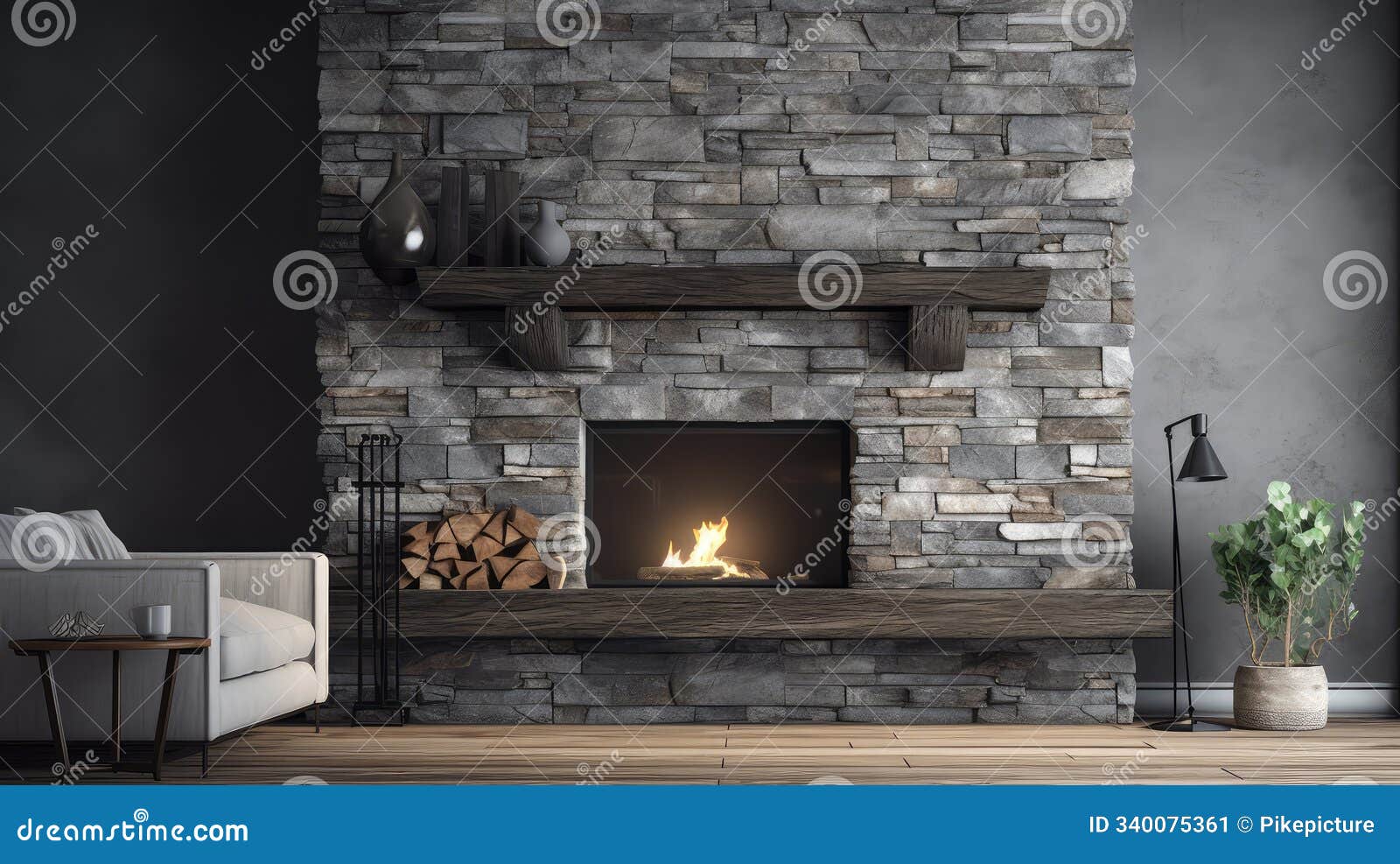 Fireplace Grey Stone Texture Stock Illustration - Illustration of ...
