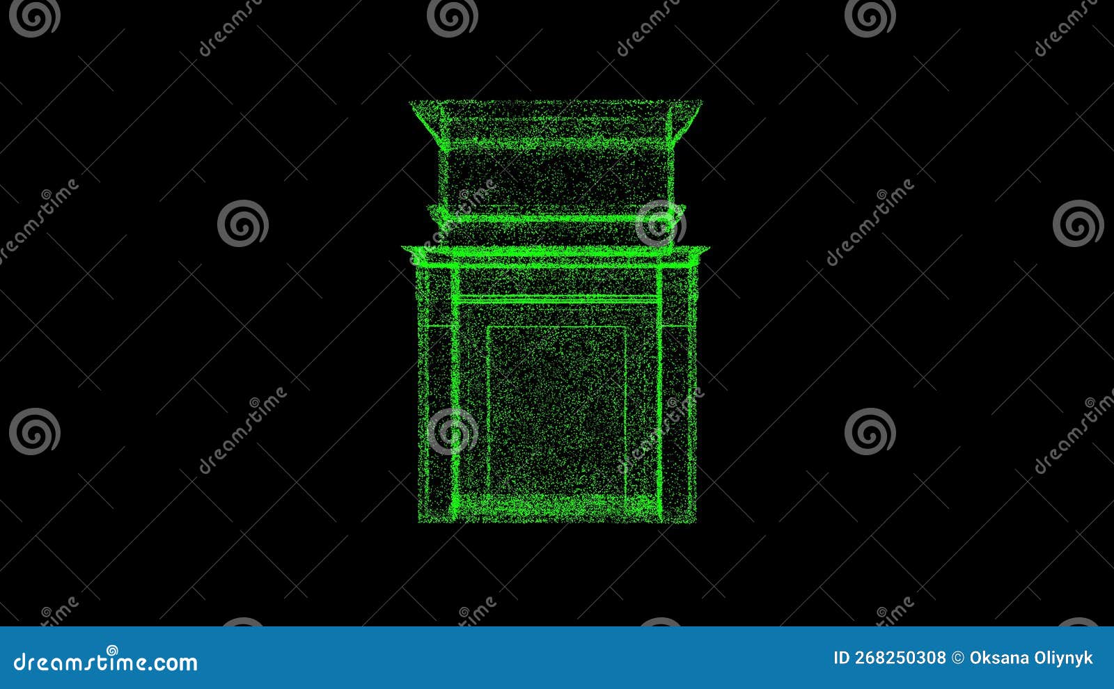 Fireplace Hologram Wireframe in Motion. Nice 3D Rendering Stock ...
