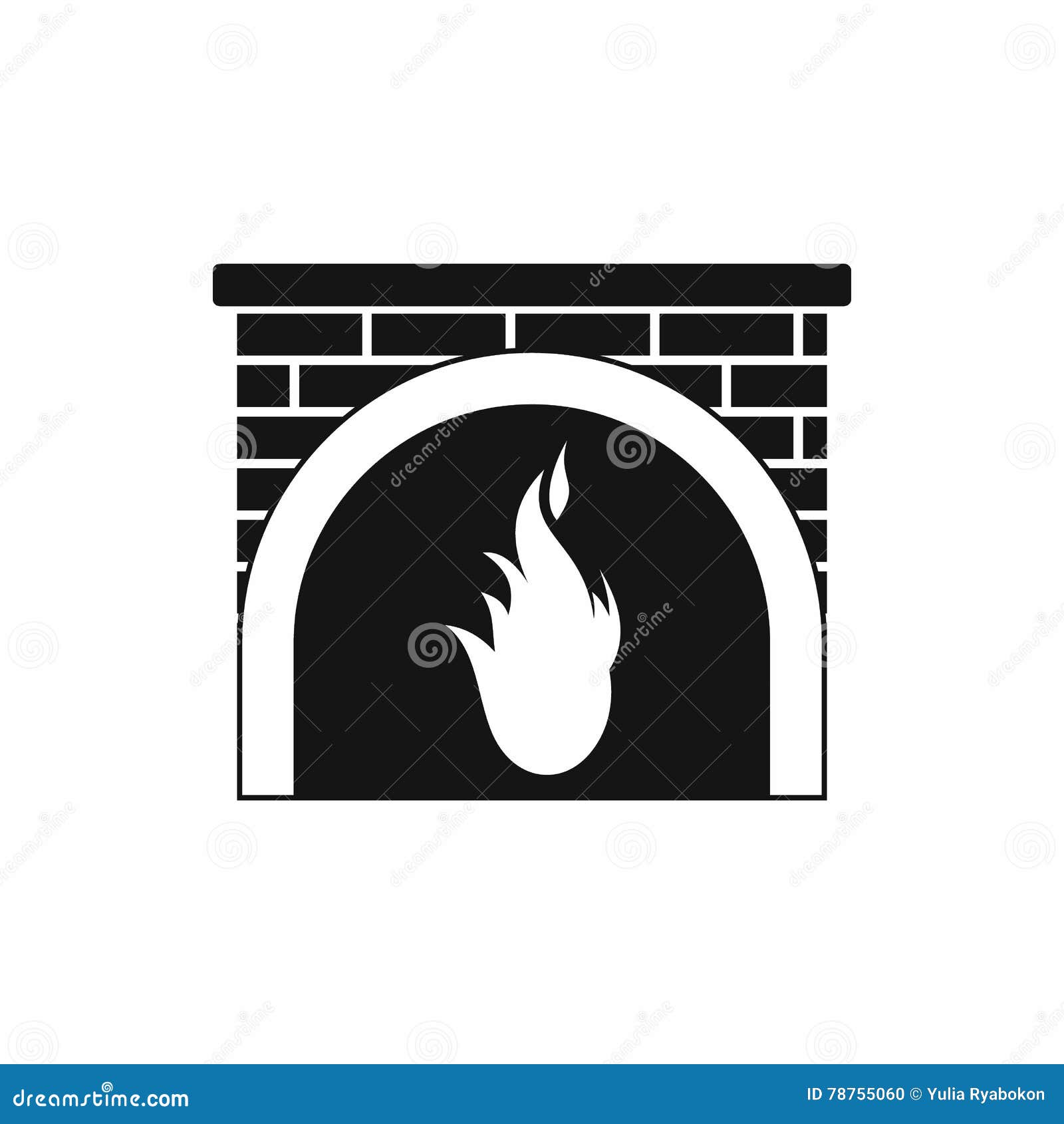 Fireplace Icon, Black Simple Style Stock Vector - Illustration of home ...
