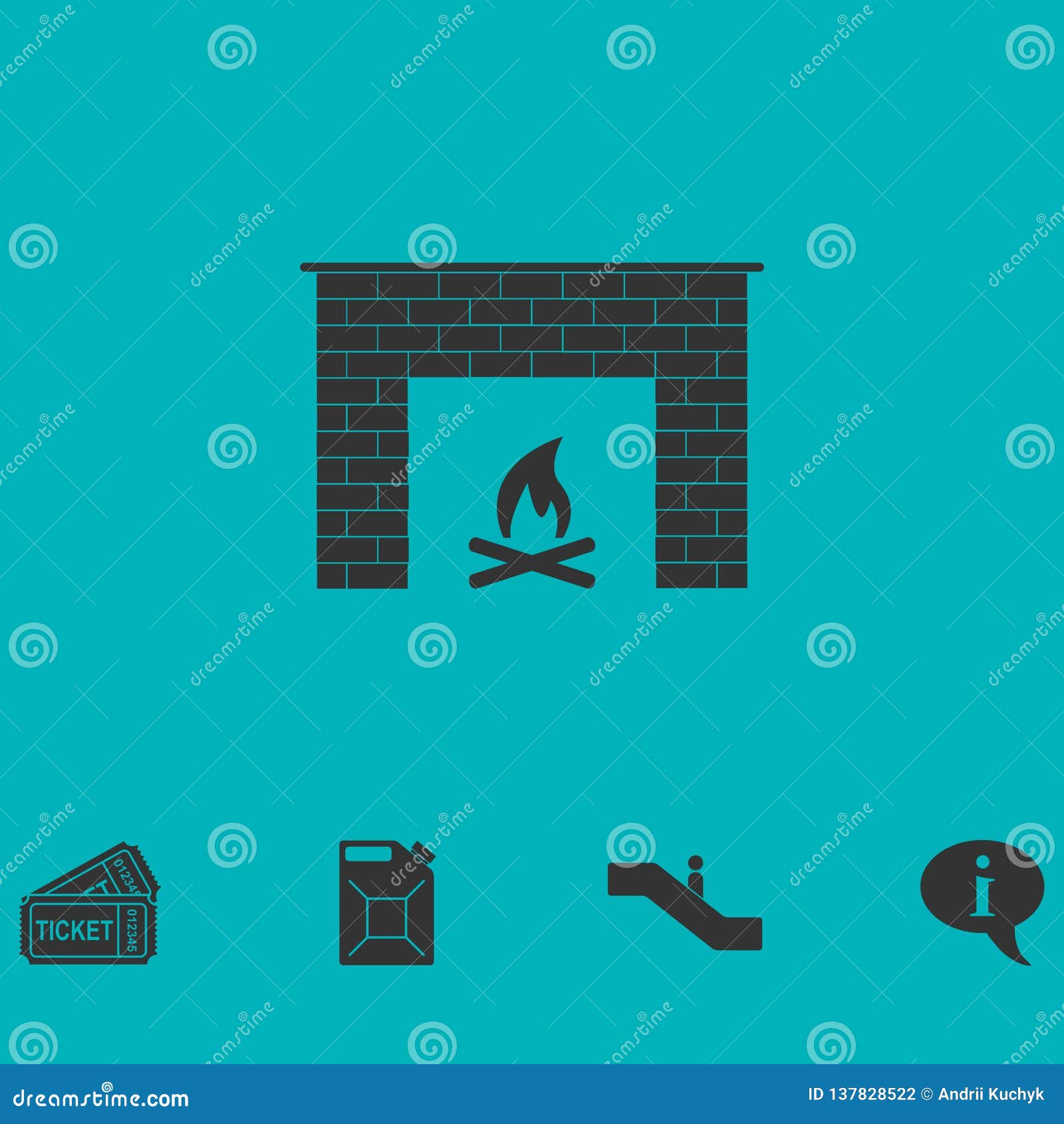 Fireplace icon flat stock vector. Illustration of collection - 137828522