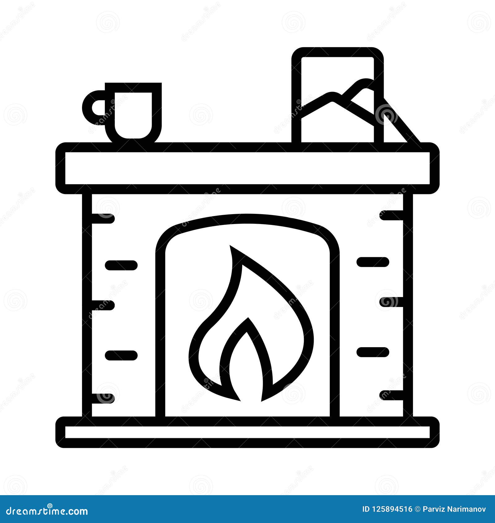 Fireplace icon vector stock vector. Illustration of brick - 125894516
