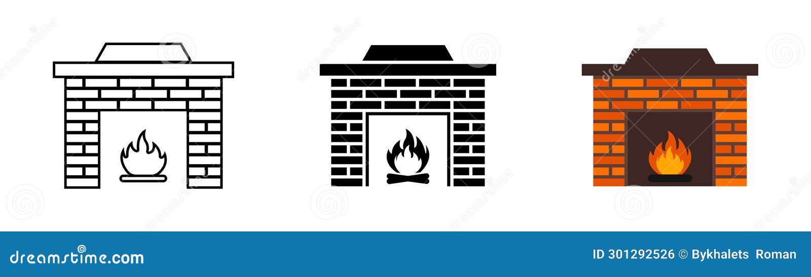 Fireplace Icons Collection. Fireplace Collection Elements Flame Sign ...