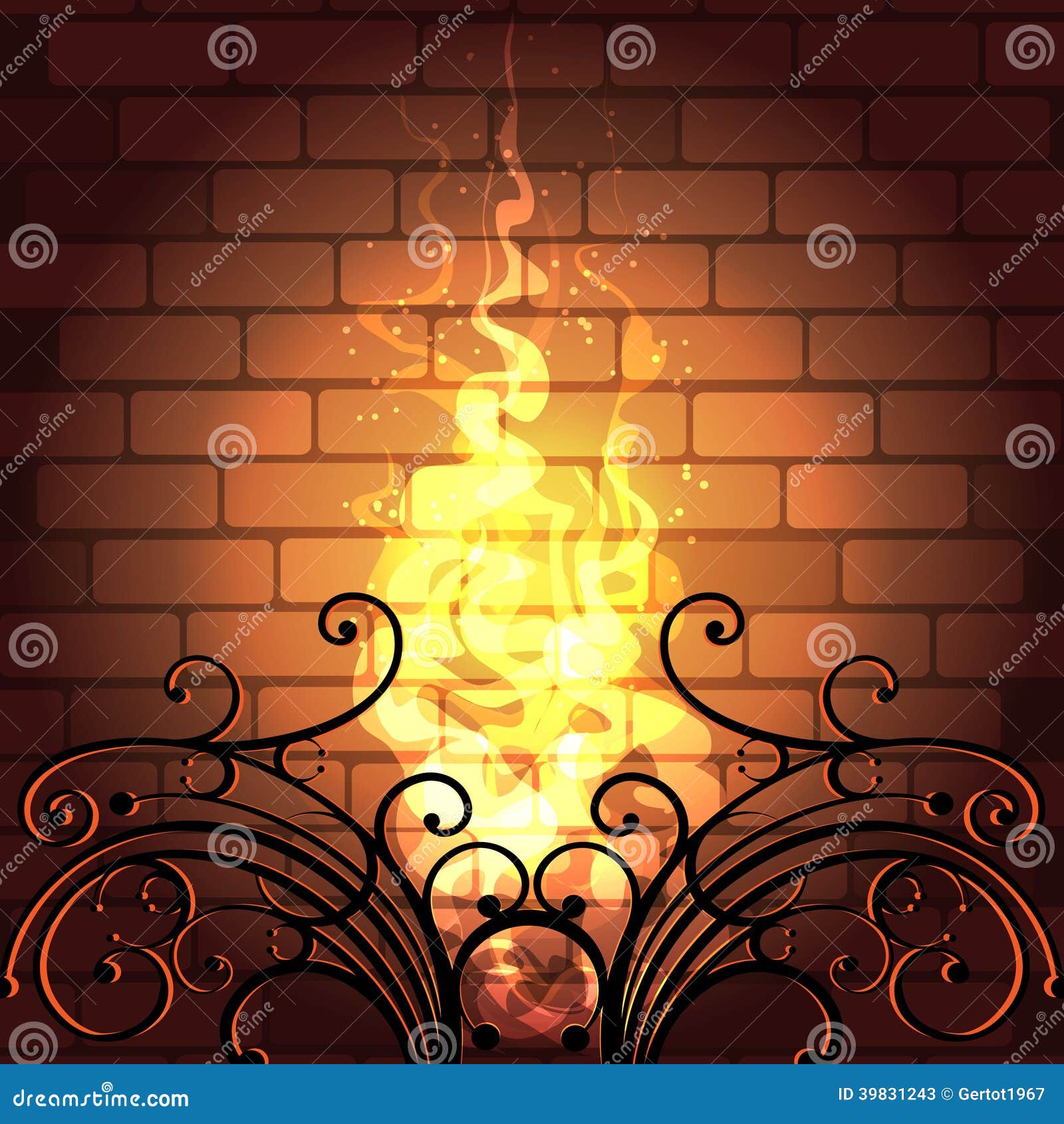 Fireplace stock vector. Illustration of design, painting - 39831243