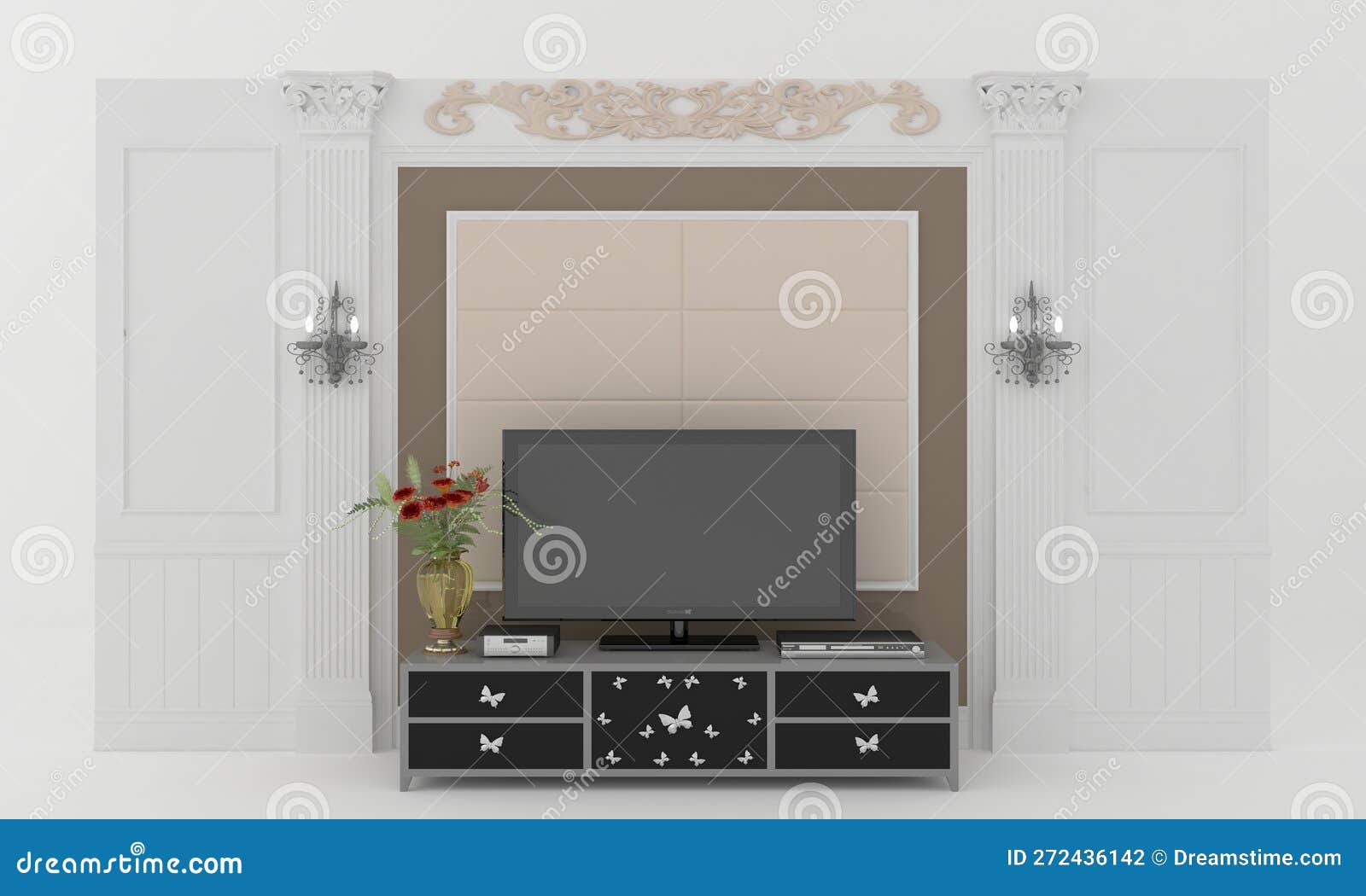 LCD TV Rack Interior Media Wall Stock Illustration - Illustration of ...