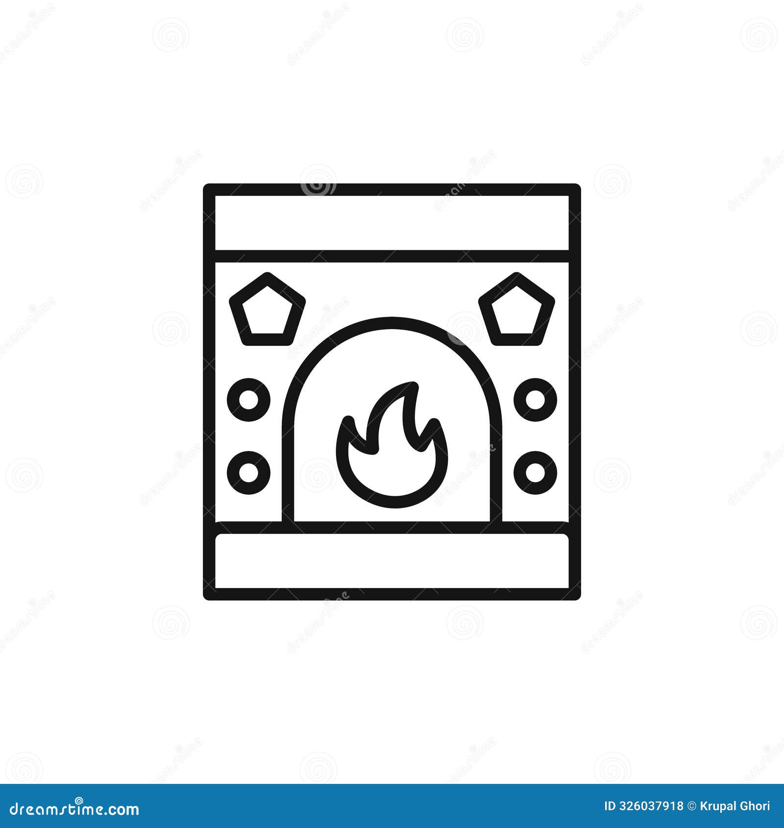 Fireplace Logo Sign Vector Outline Stock Illustration - Illustration of ...