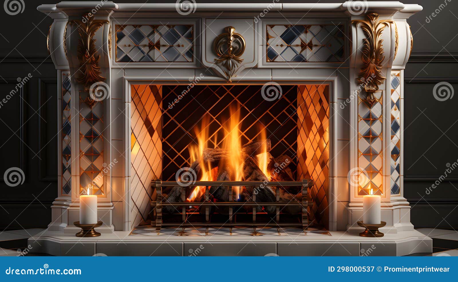 Fireplace Modern, Classic and Stone Style. Stock Image - Image of wood ...