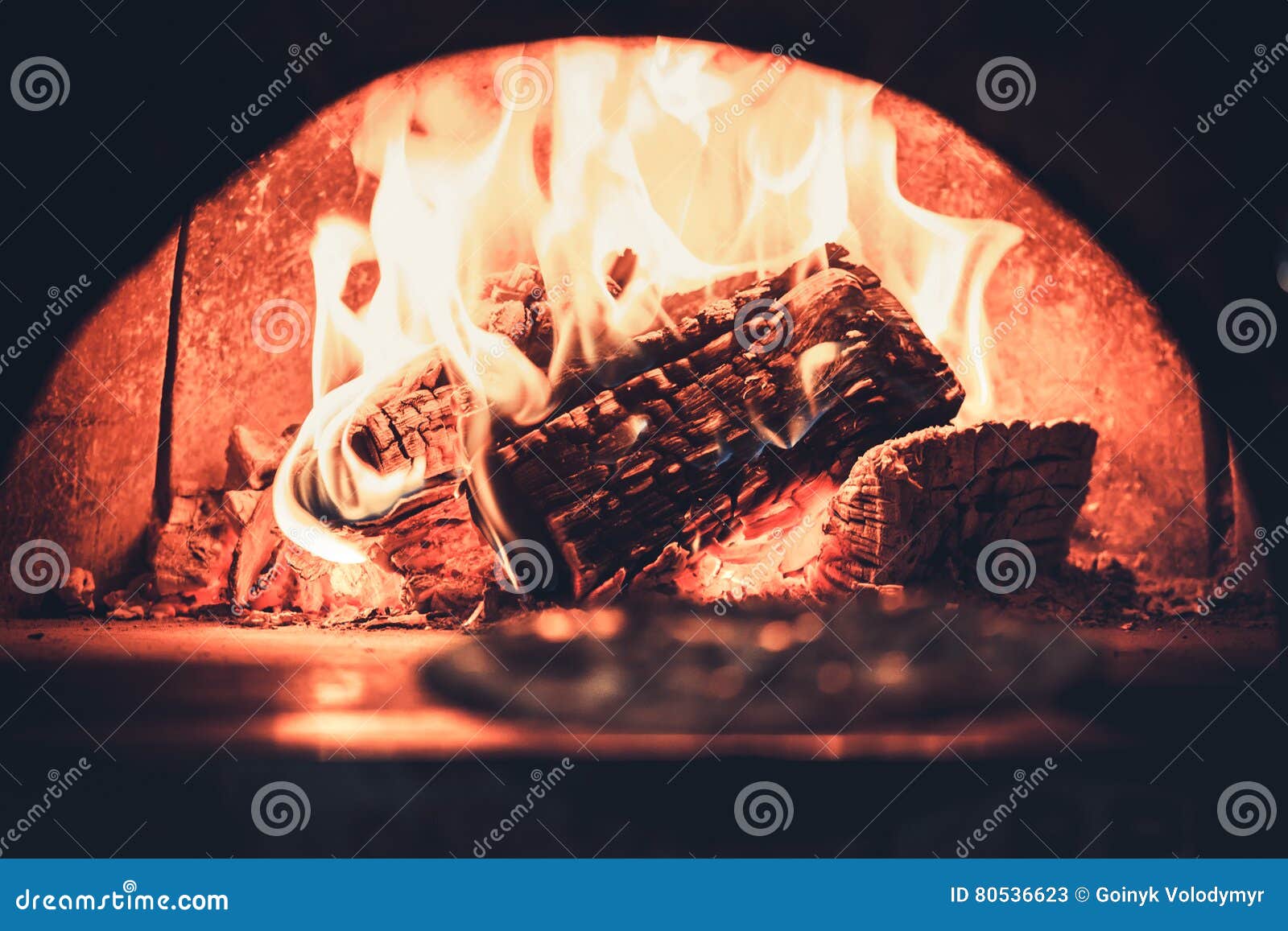 Fireplace in Modern Restaurant Stock Image - Image of majestic, flame ...
