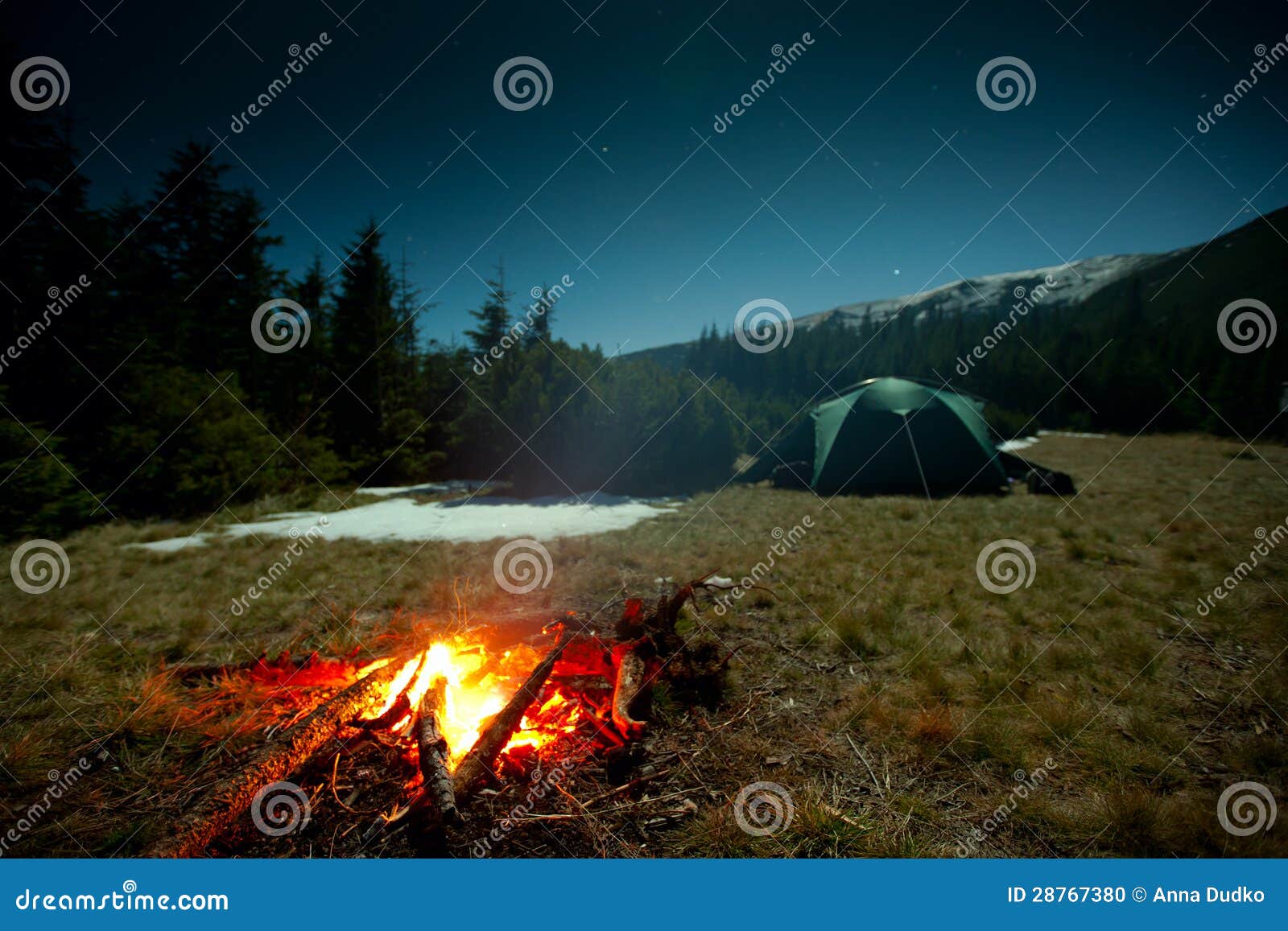 Fireplace during Rest Near Tent Stock Photo - Image of happy, light ...