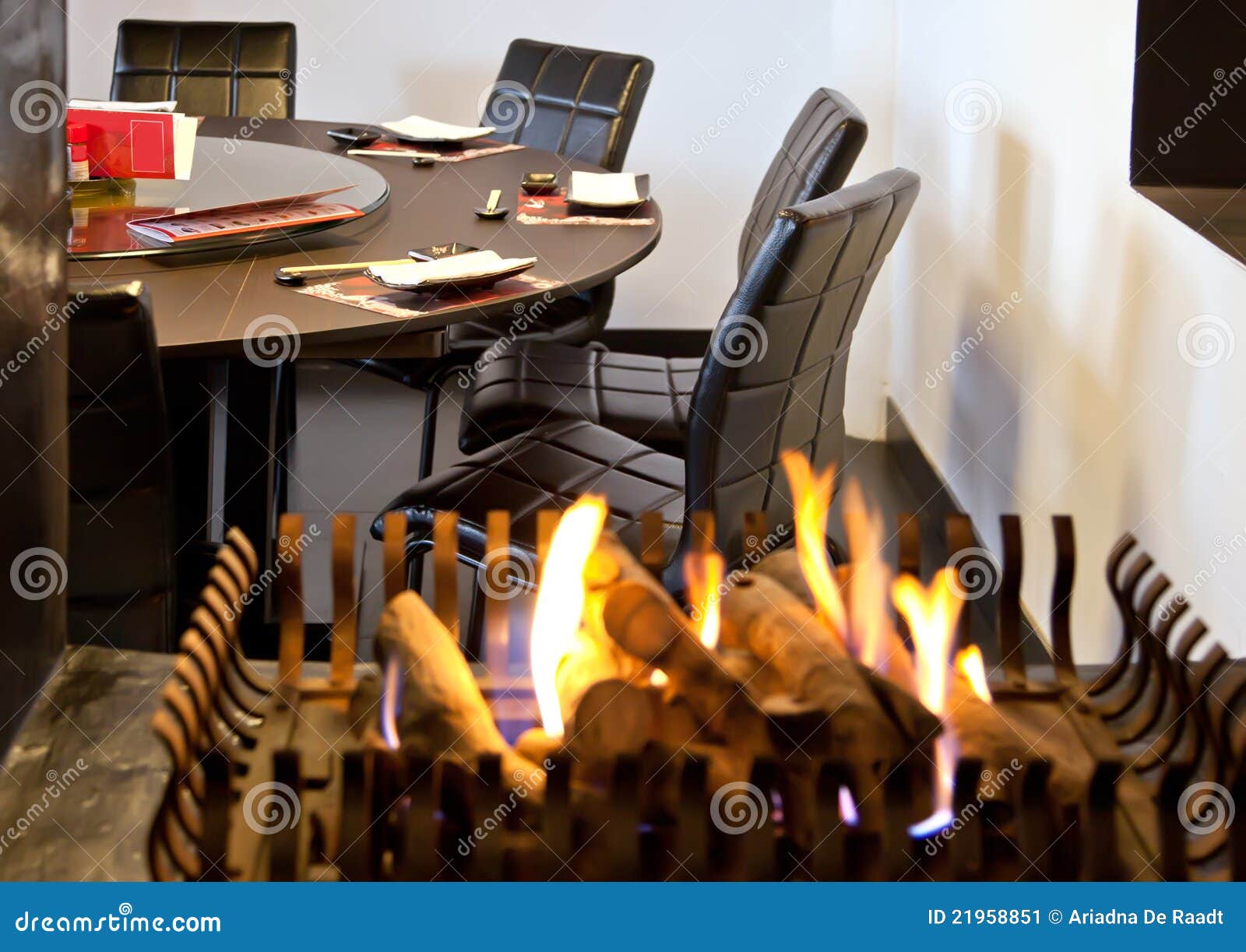 Fireplace in restaurant stock image. Image of curtain - 21958851