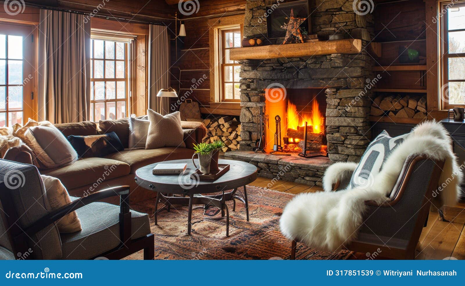 A Fireplace Set the Stage for a Charming, Cabin Inspired Interior ...