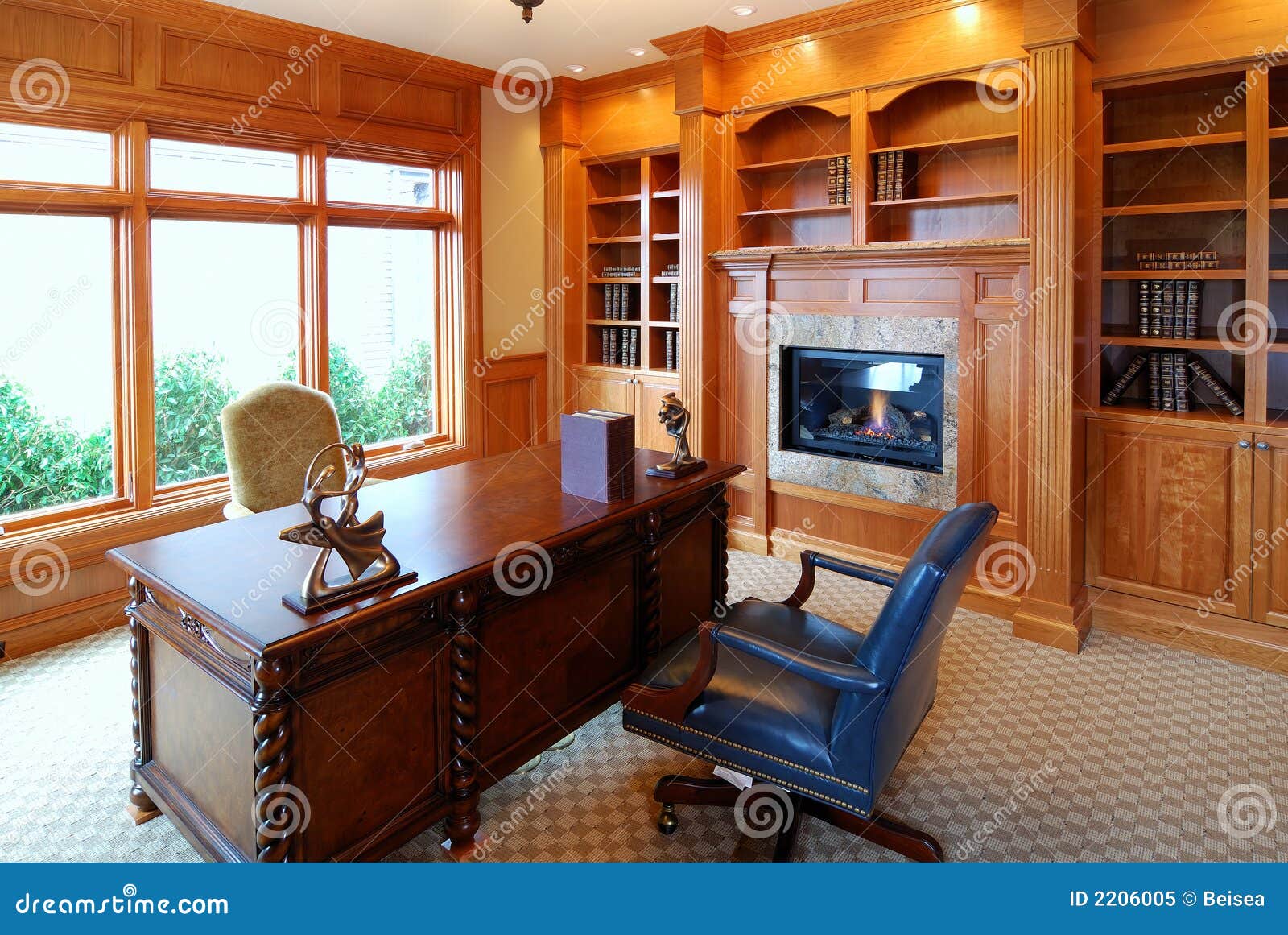 Fireplace in a study stock image. Image of house, home - 2206005