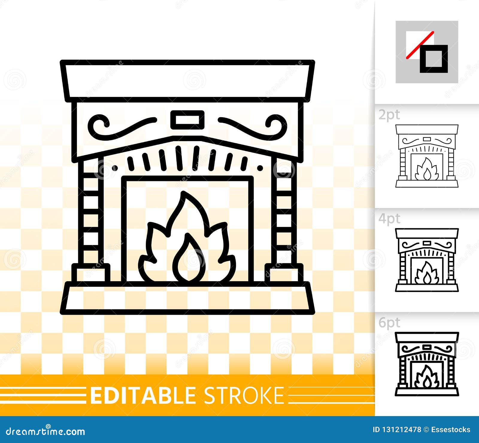 Fireplace Simple Open Fire Black Line Vector Icon Stock Vector ...