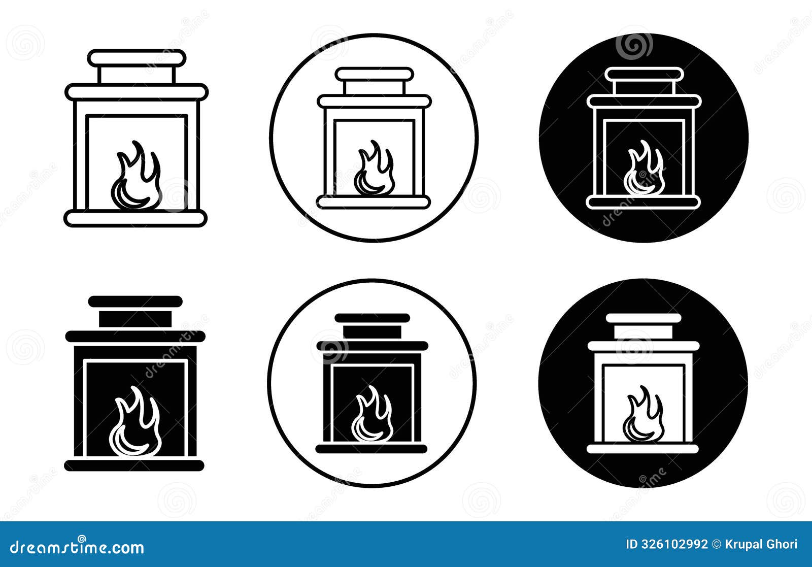 Fireplace Vector Icon Mark Set Symbol for Web Application Stock Vector ...