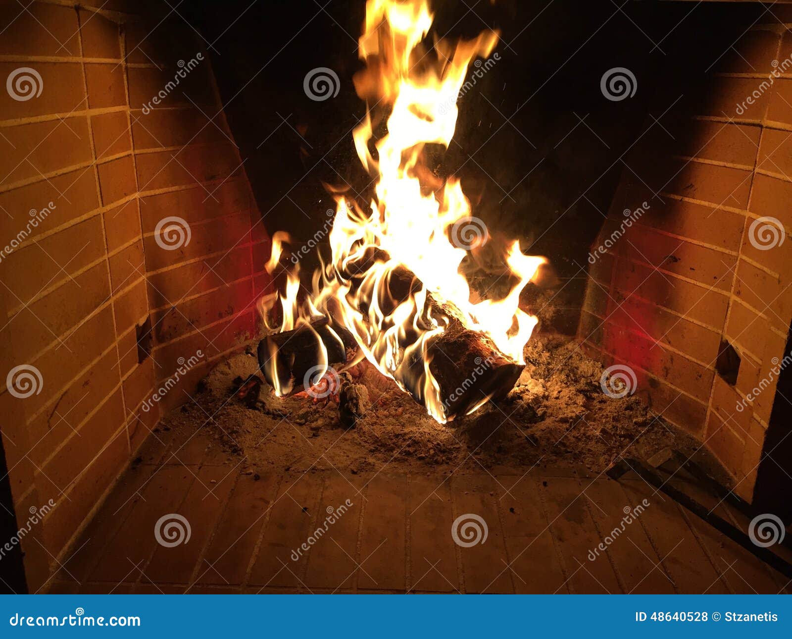 Fireplace stock photo. Image of winter, fireplace, wood - 48640528