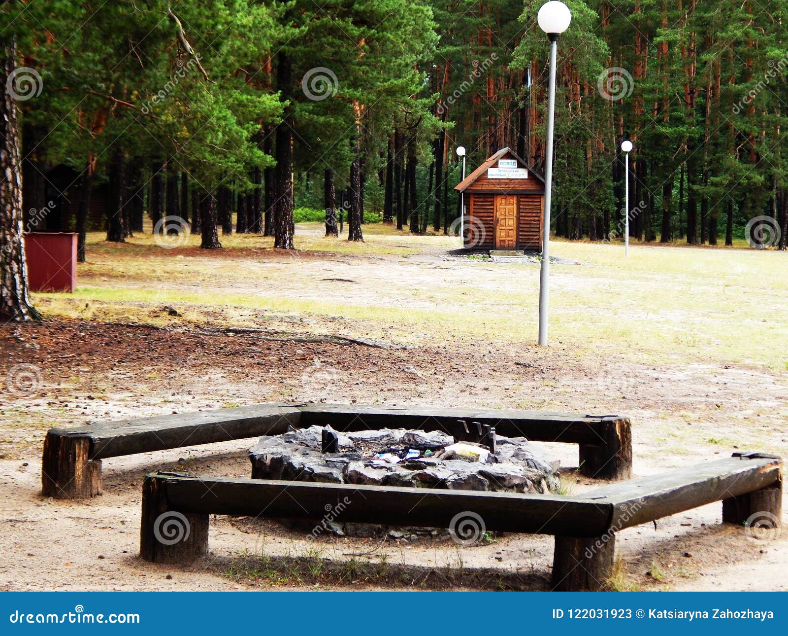 The fireplace in the woods editorial stock photo. Image of forest ...