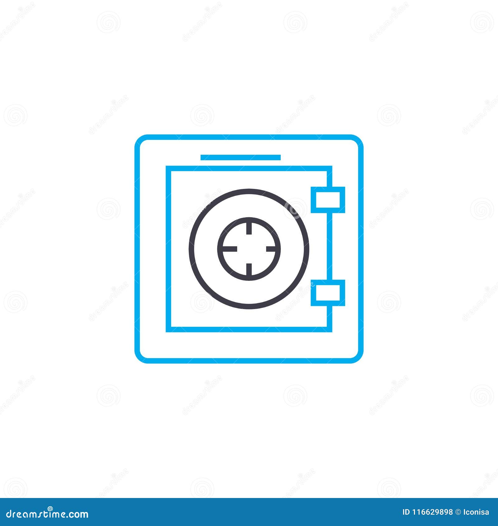 Fireproof Safe Vector Thin Line Stroke Icon. Fireproof Safe Outline ...