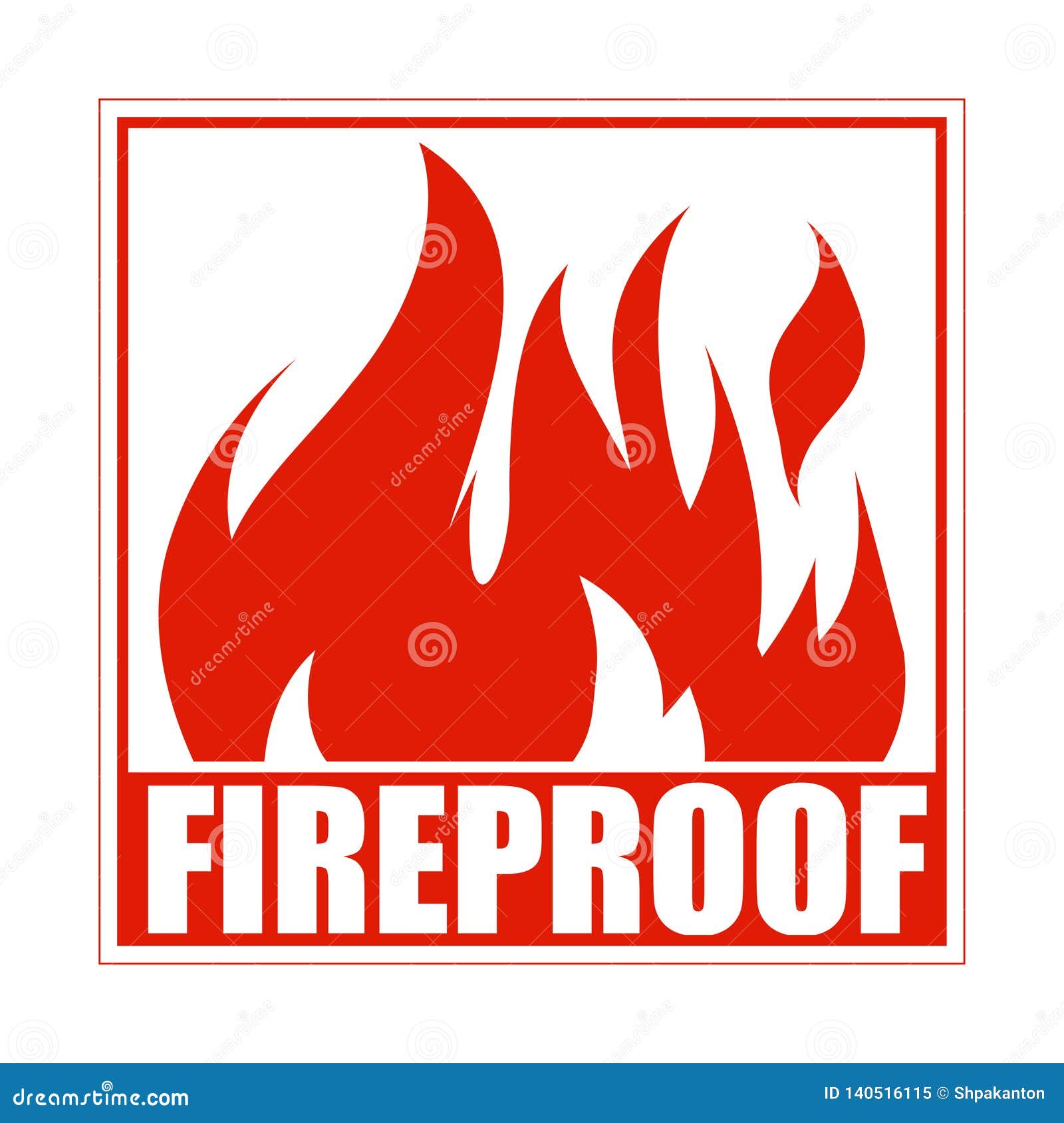 Fireproof Square Icon, Logo Design, Sign, Red Label with Blazing Flame ...