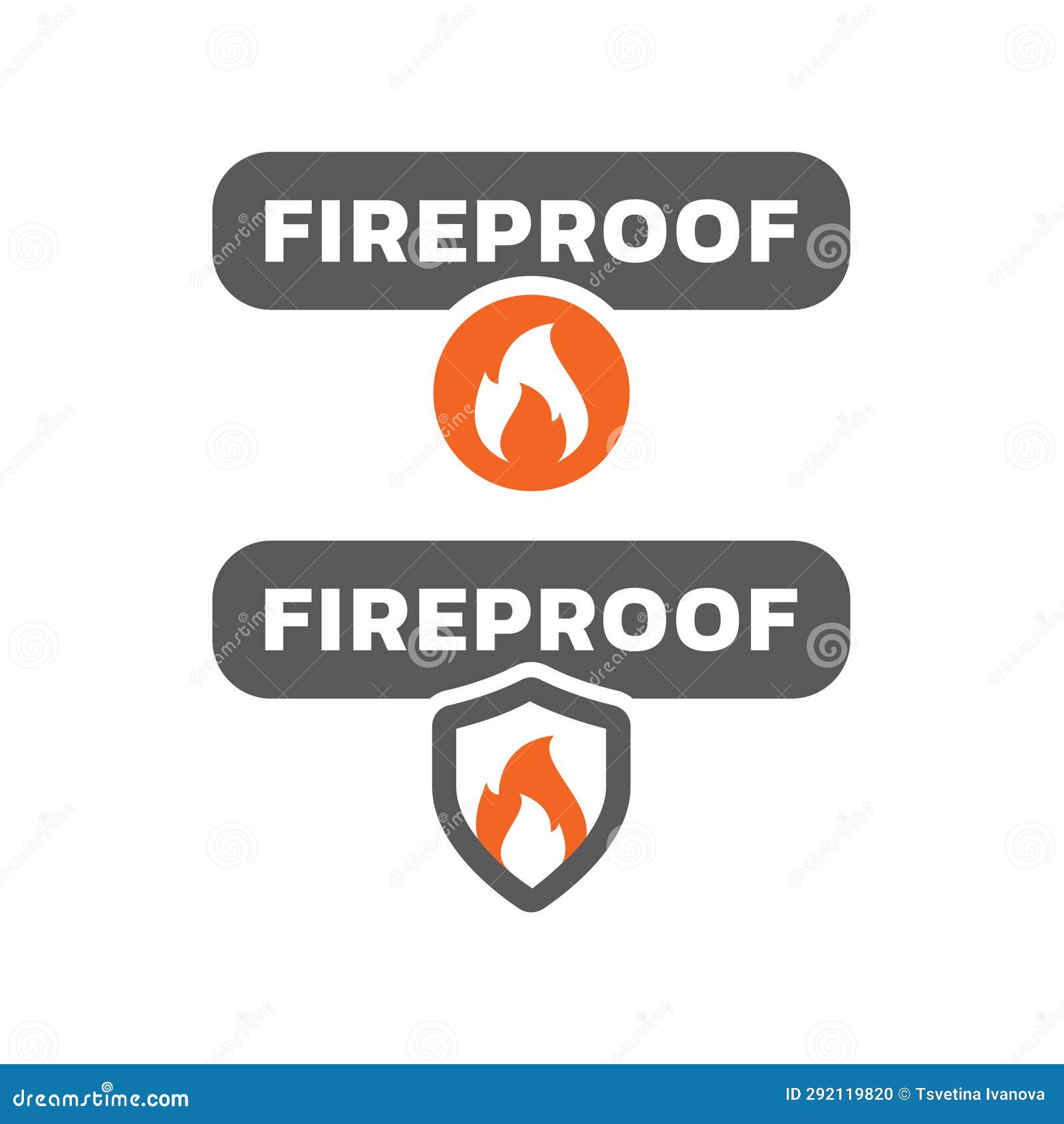 Fireproof Vector Label with Flame Stock Vector - Illustration of fire ...