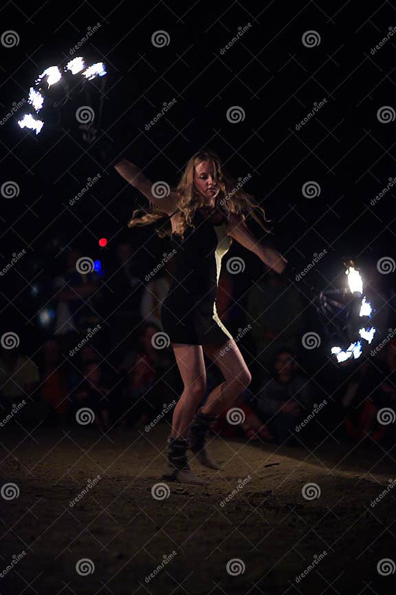 Fireshow editorial stock image. Image of person, dancer - 24406469