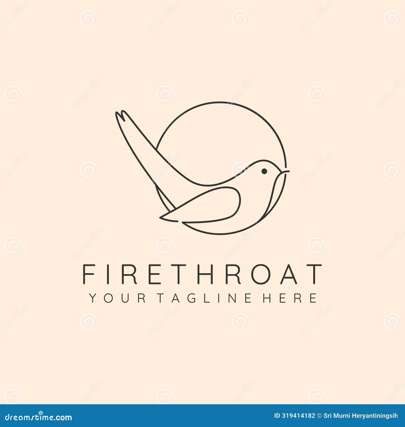 Firethroat Bird with Tail Line Art Logo Vector Symbol Illustration ...