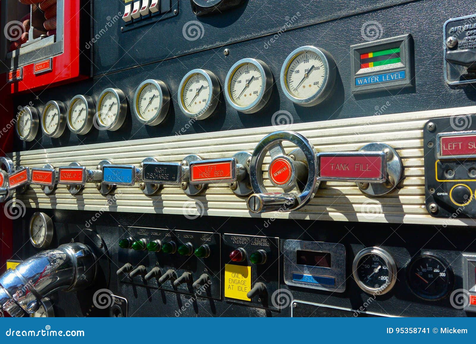 Firetruck Control Gears, Levers and Dials Stock Image - Image of ...