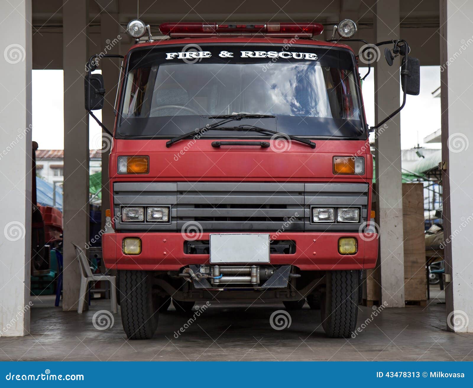 Firetruck in firehouse stock image. Image of fire, emergency - 43478313