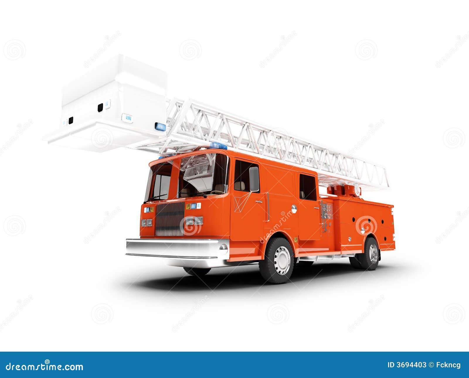Firetruck Long Isolated Front View Stock Illustration - Illustration of ...