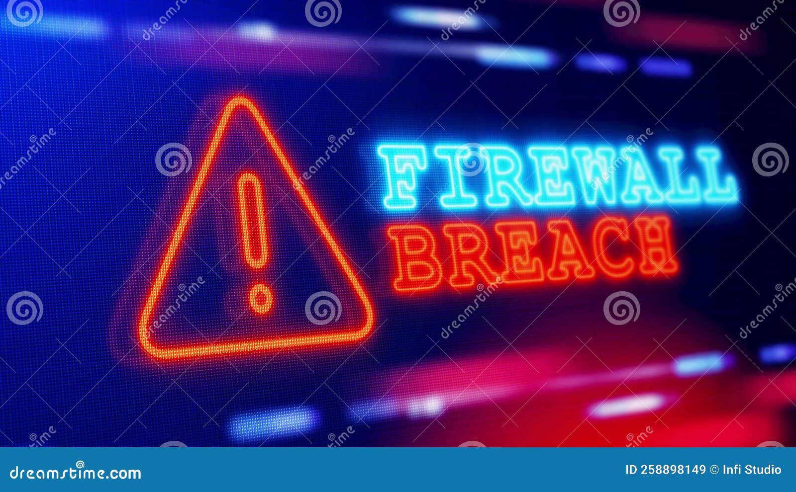 Firewall Breach Warning Alert Screen Loop Blinking Glitch Animation ...