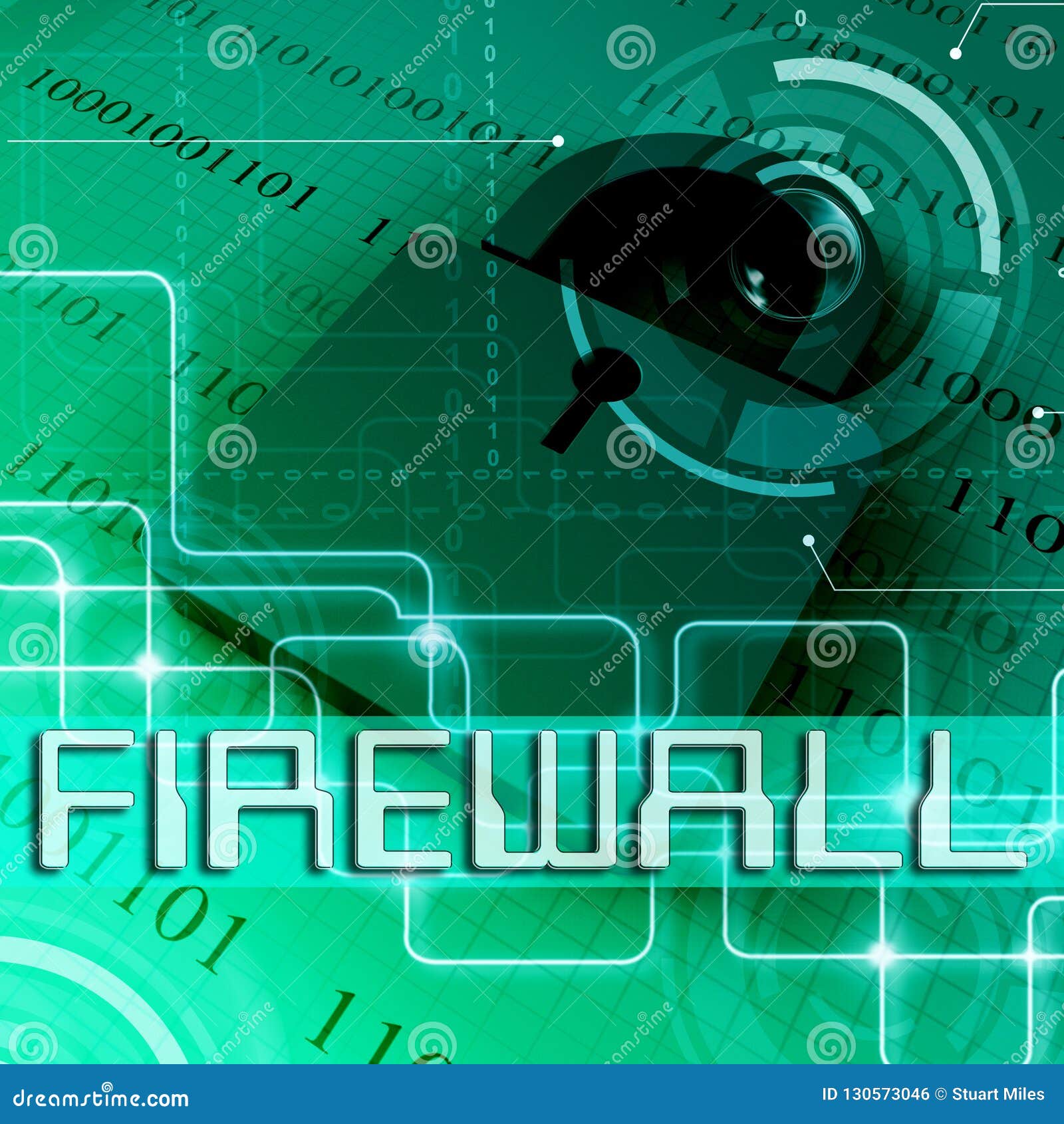 Firewall Data Padlock Means Safe Protected 3d Rendering Stock ...
