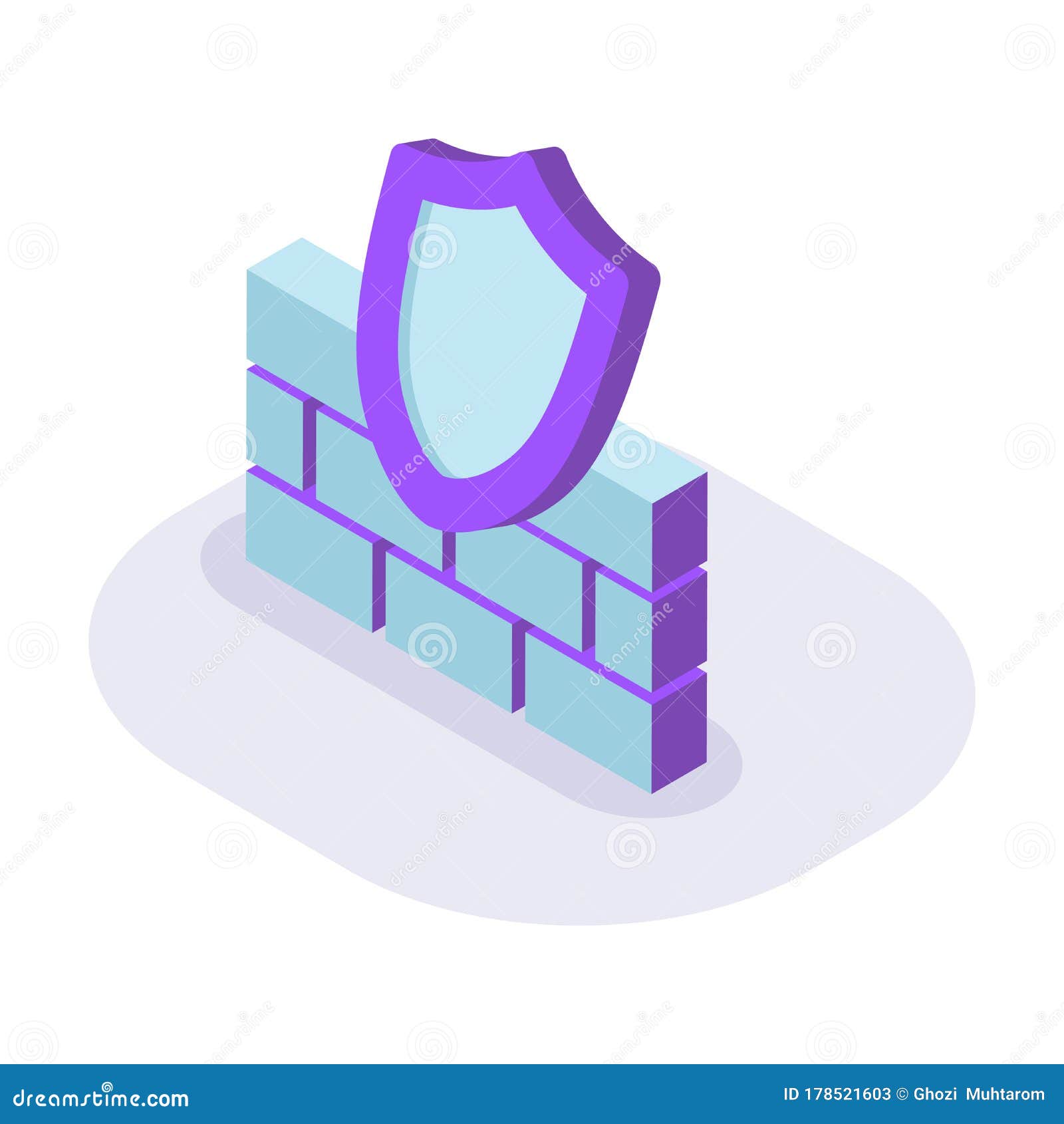 Firewall Defender Isometric Icon with Modern Flat Style Color Stock ...