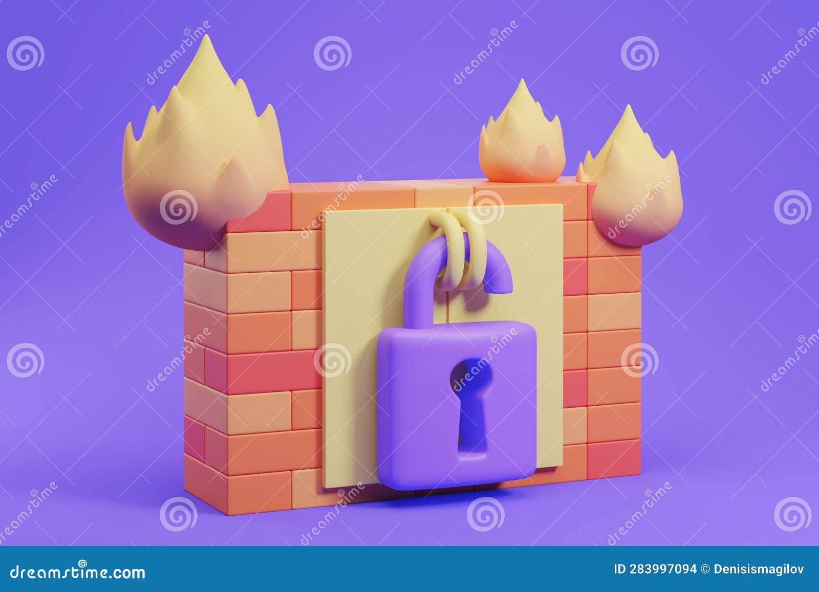 Firewall on Fire, Cyber Crime Concept Stock Illustration - Illustration ...