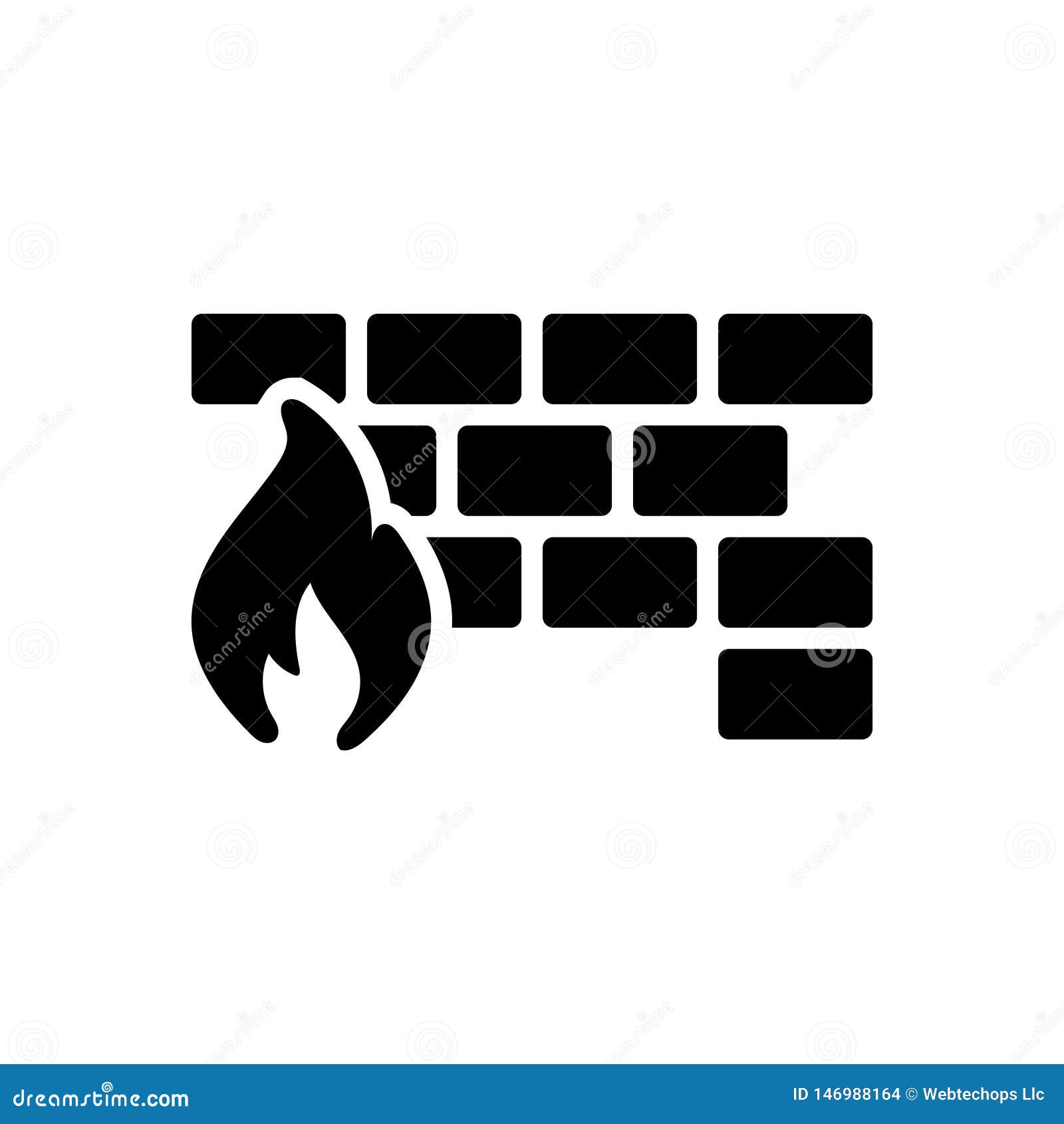Black Solid Icon for Firewall, Protection and Security Stock ...