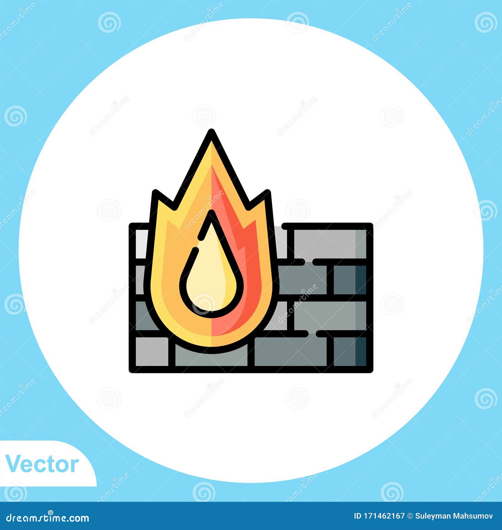 Firewall Flat Vector Icon Sign Symbol Stock Vector - Illustration of ...