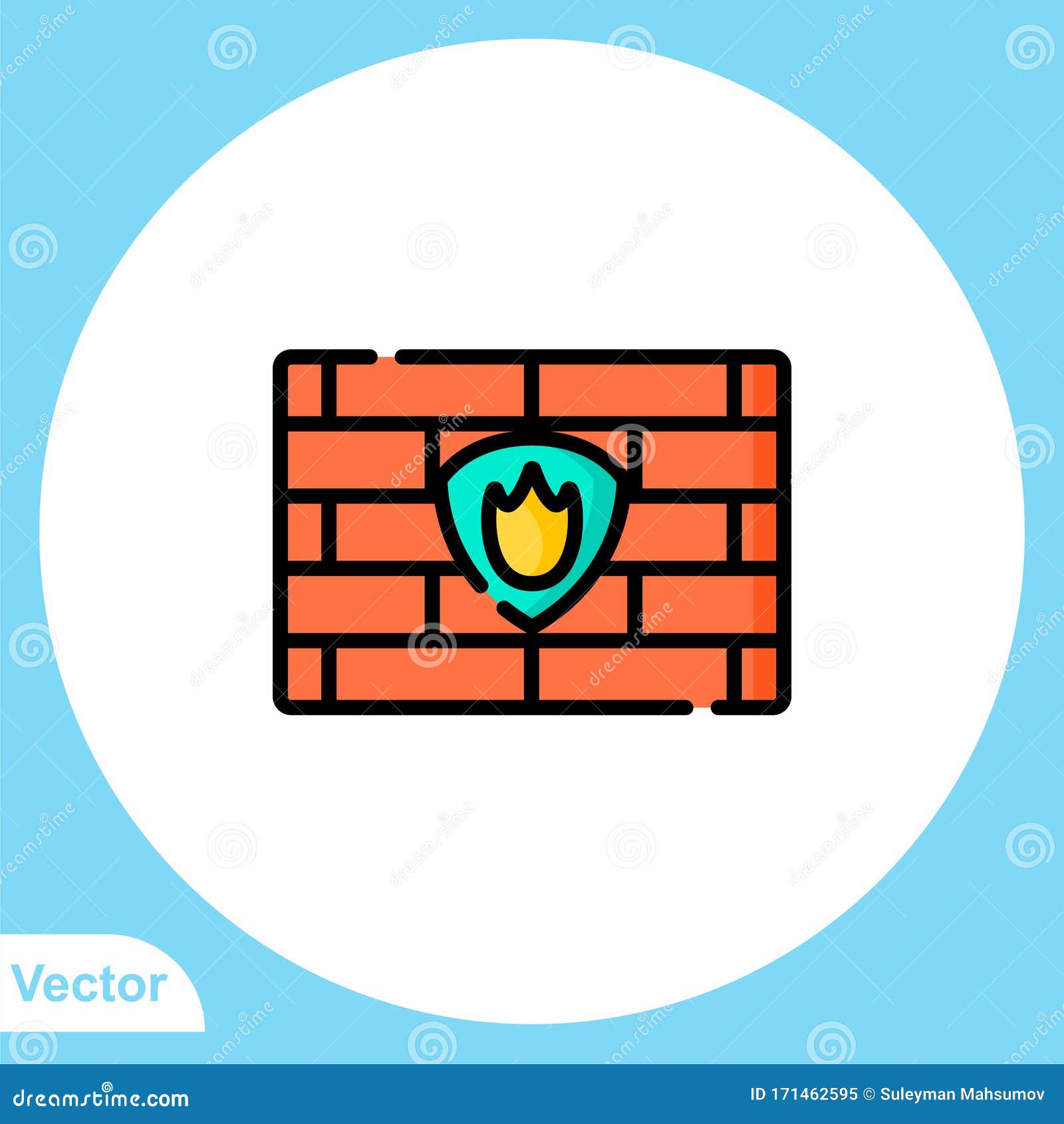 Firewall Flat Vector Icon Sign Symbol Stock Vector - Illustration of ...