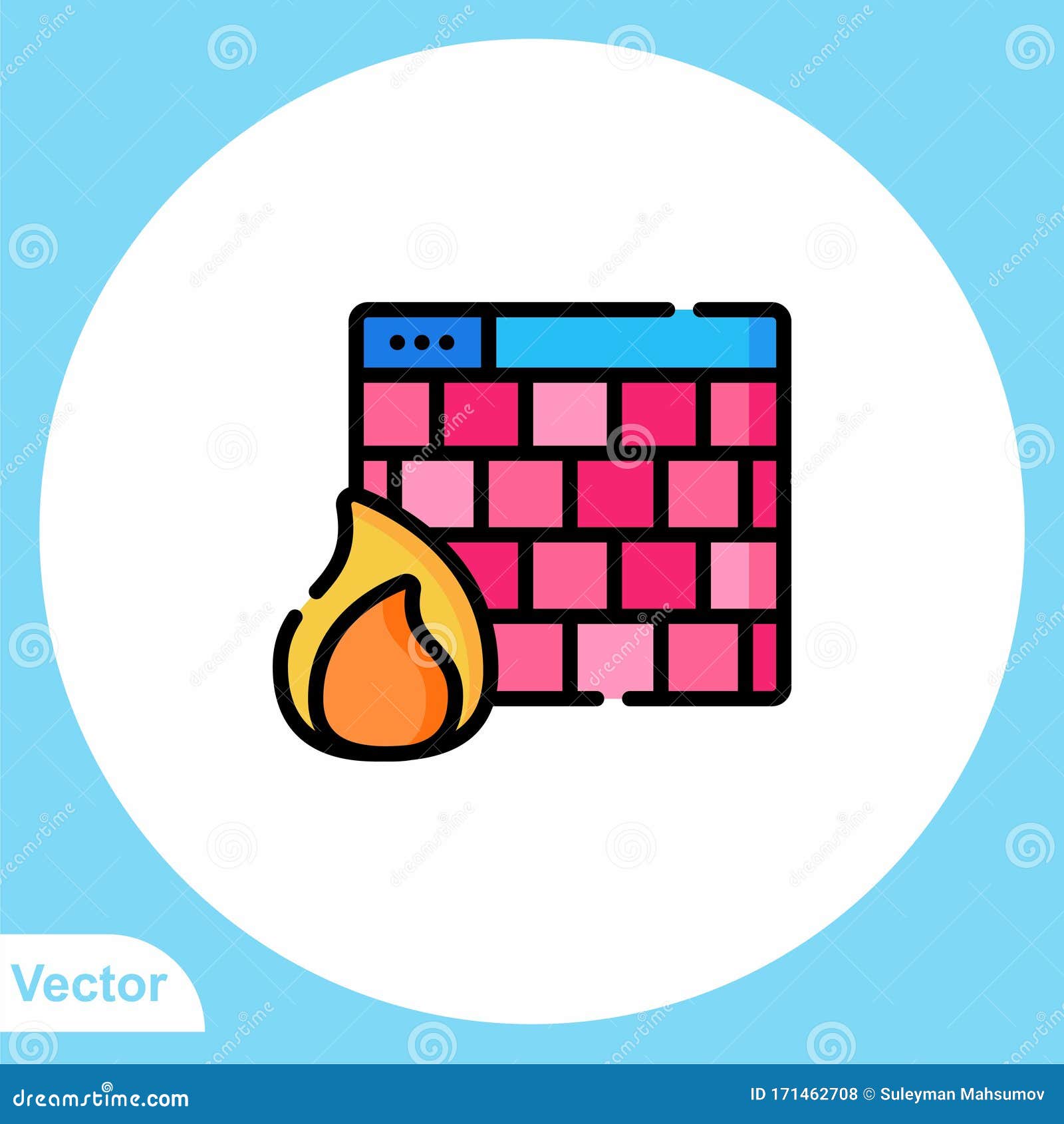 Firewall Flat Vector Icon Sign Symbol Stock Vector - Illustration of ...
