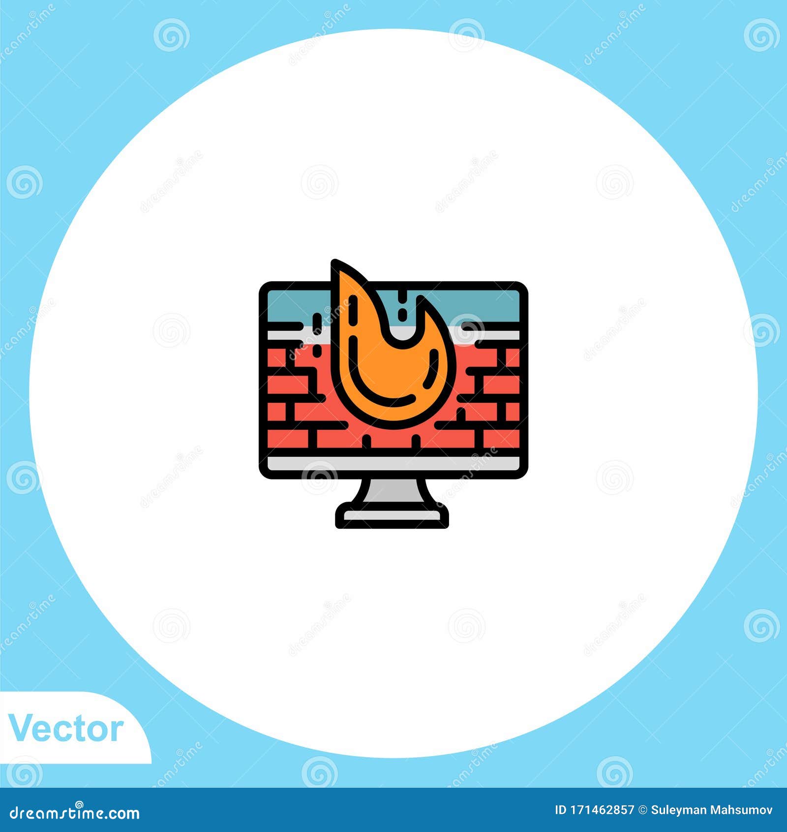 Firewall Flat Vector Icon Sign Symbol Stock Vector - Illustration of ...