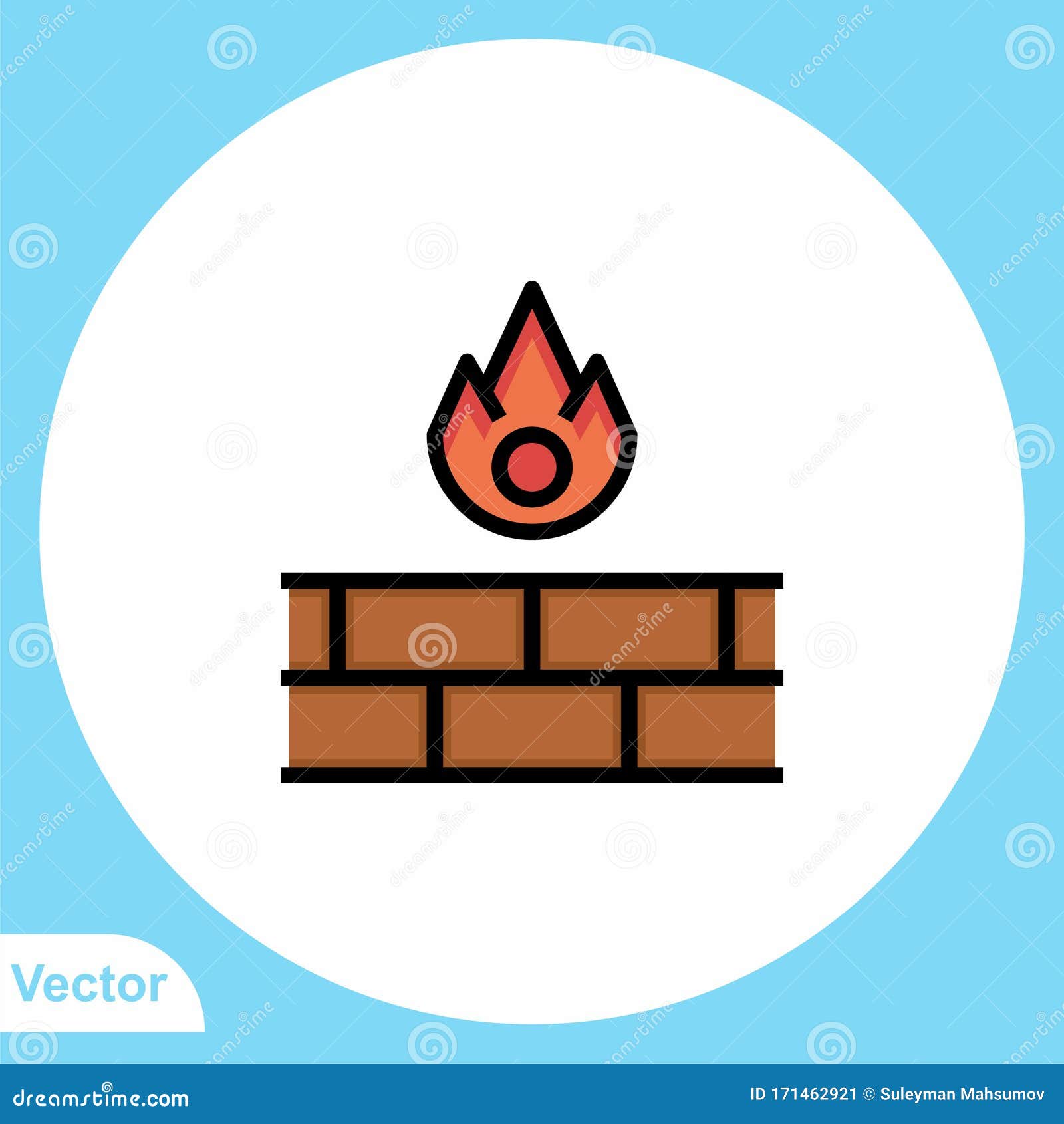 Firewall Flat Vector Icon Sign Symbol Stock Illustration - Illustration ...