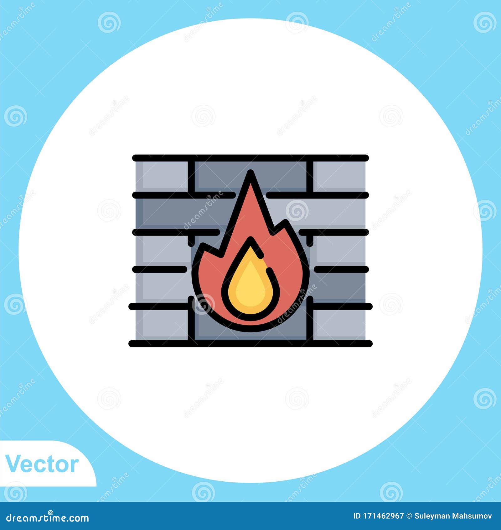 Firewall Flat Vector Icon Sign Symbol Stock Illustration - Illustration ...