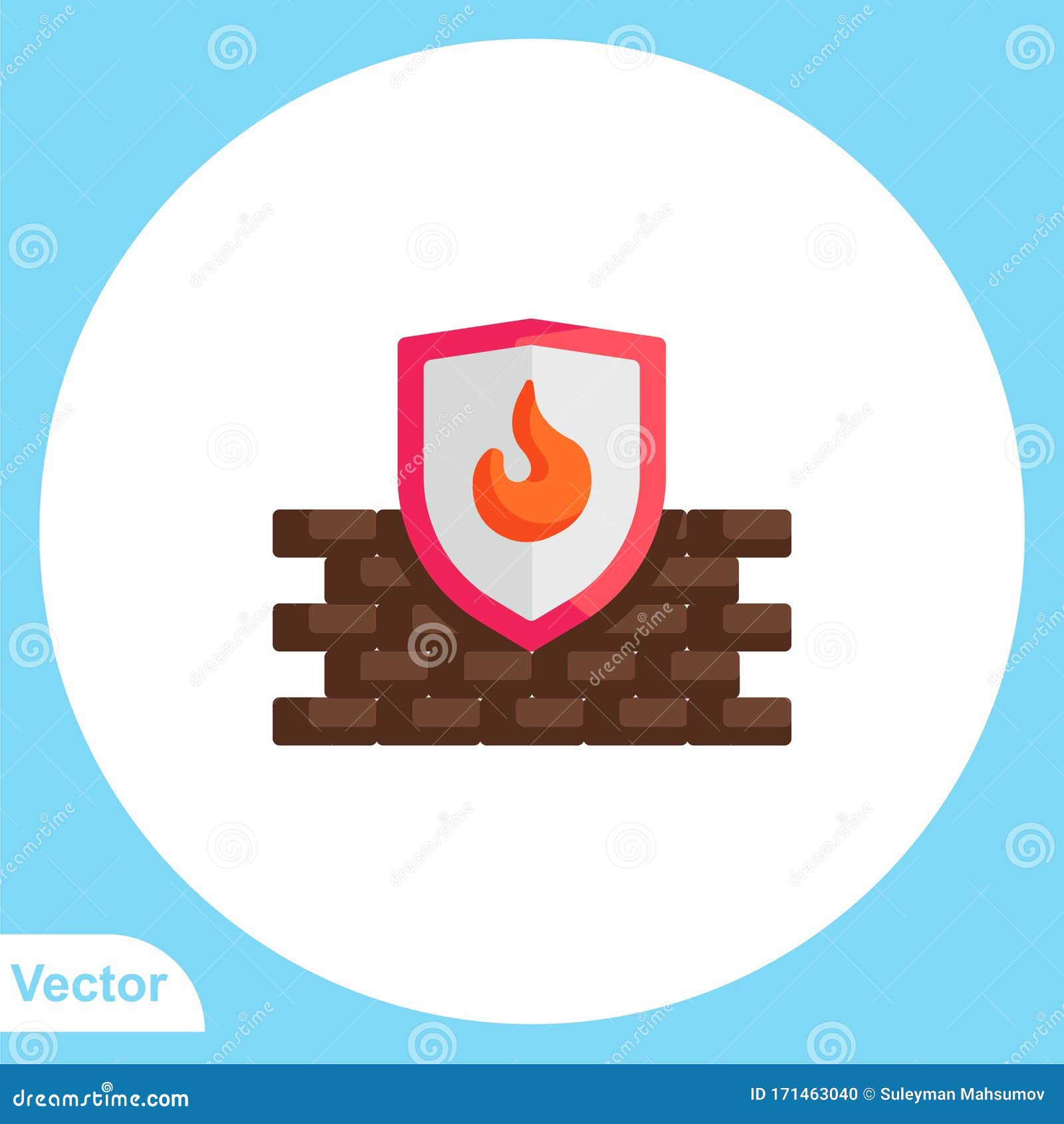 Firewall Flat Vector Icon Sign Symbol Stock Vector - Illustration of ...