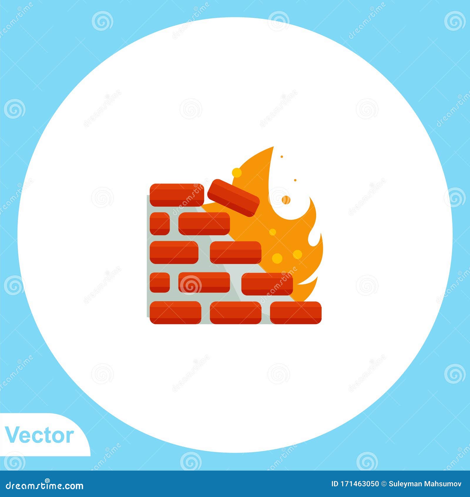 Firewall Flat Vector Icon Sign Symbol Stock Vector - Illustration of ...