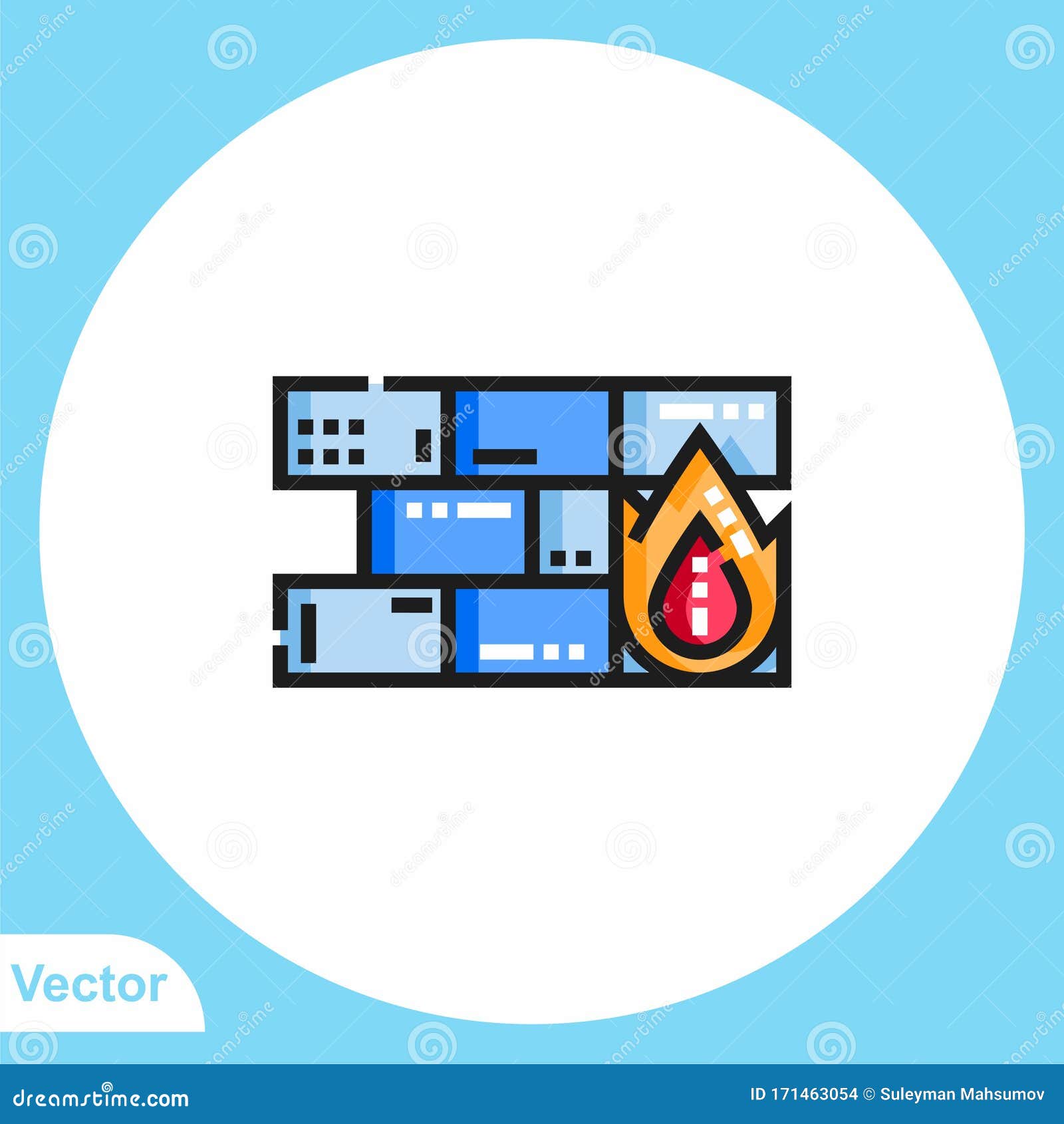 Firewall Flat Vector Icon Sign Symbol Stock Illustration - Illustration ...