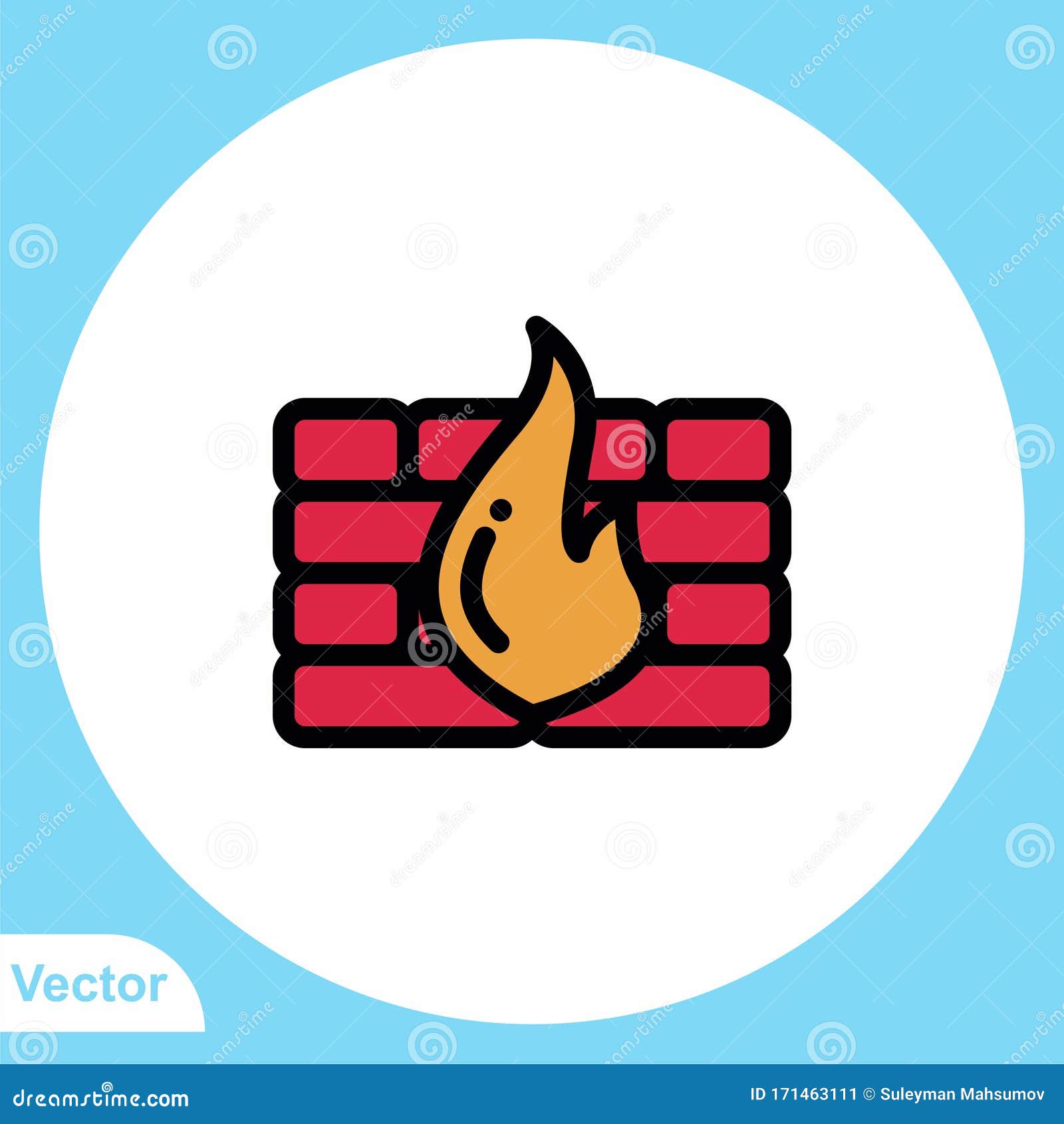 Firewall Flat Vector Icon Sign Symbol Stock Vector - Illustration of ...