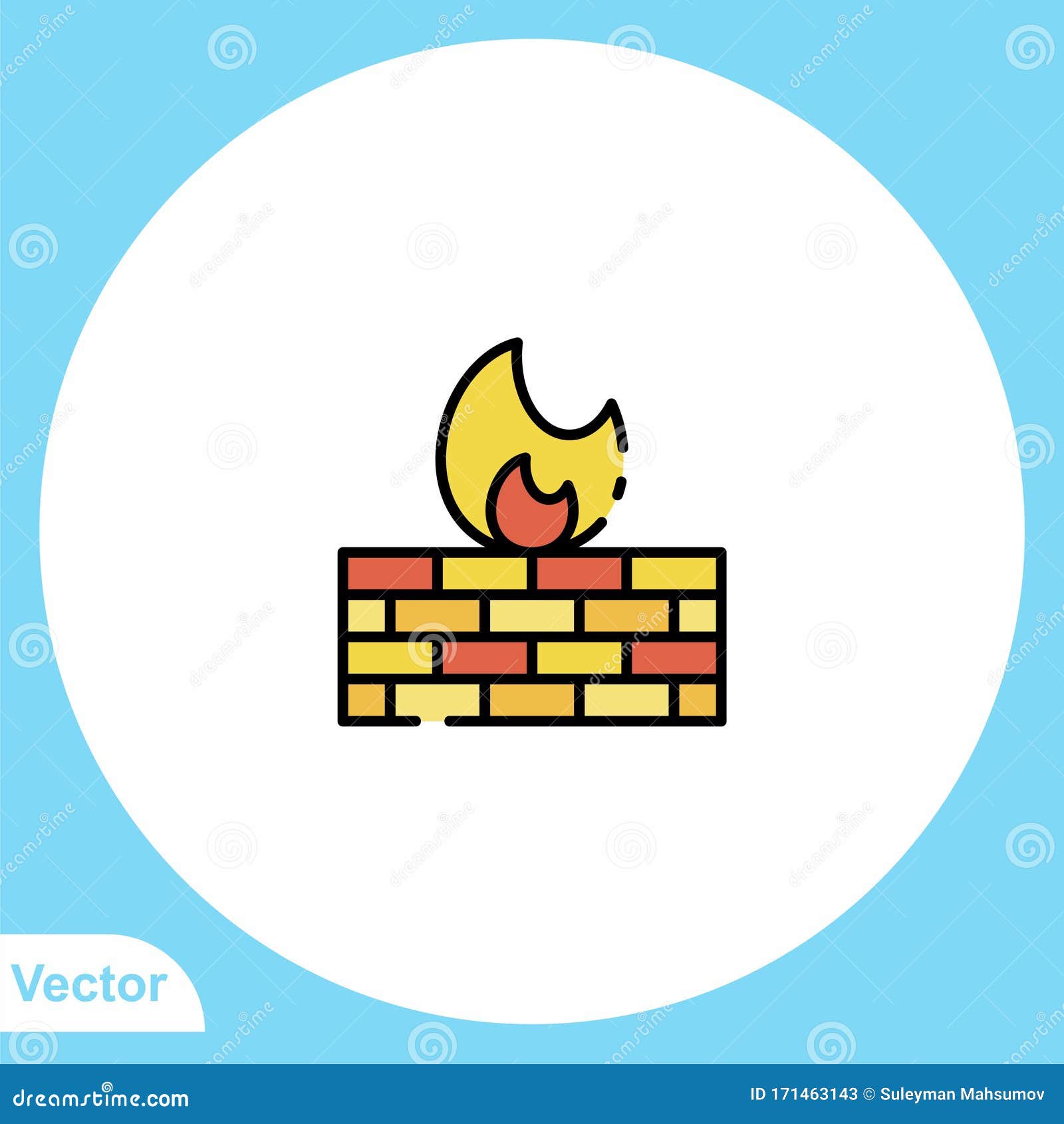 Firewall Flat Vector Icon Sign Symbol Stock Illustration - Illustration ...
