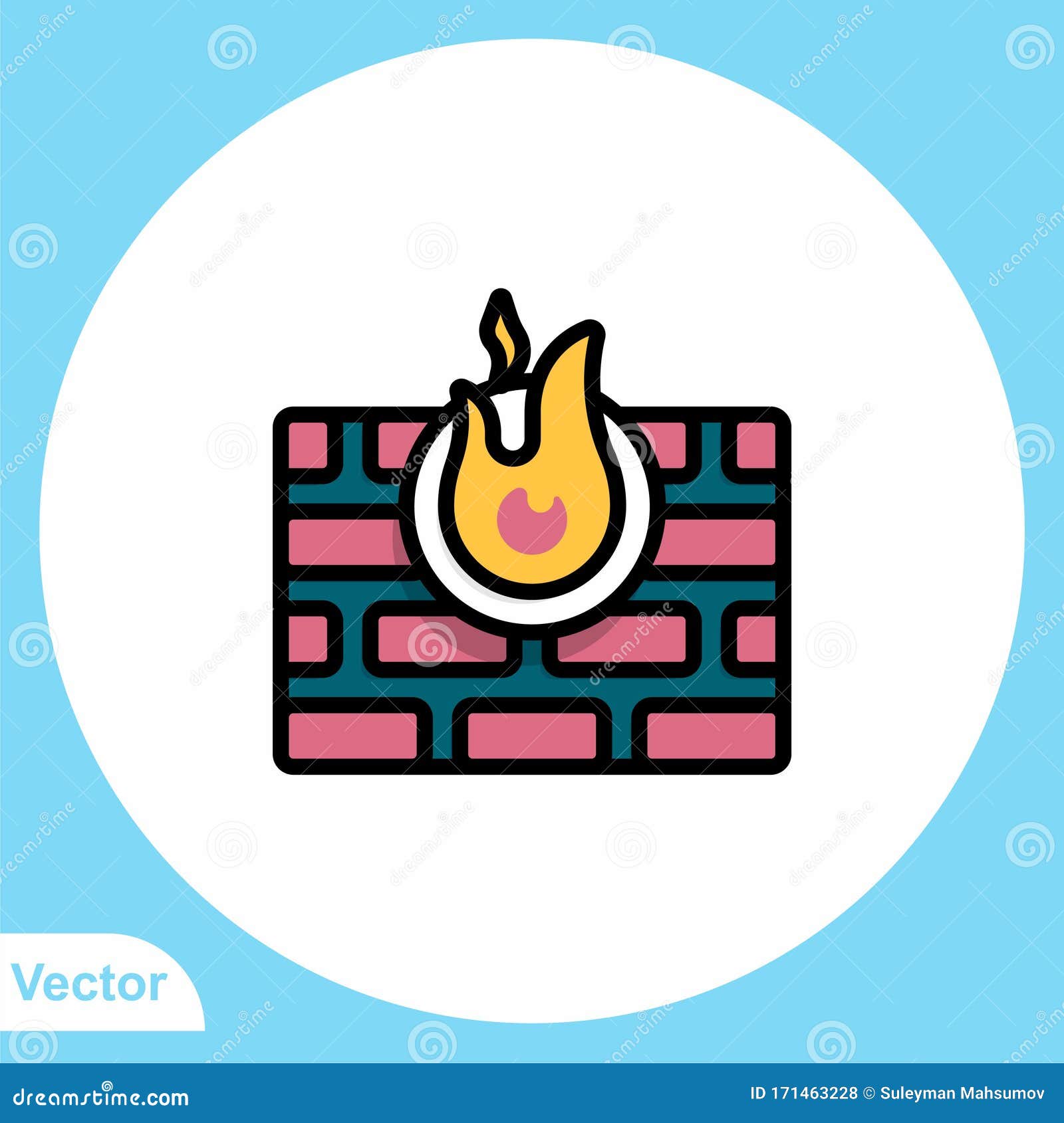 Firewall Flat Vector Icon Sign Symbol Stock Vector - Illustration of ...
