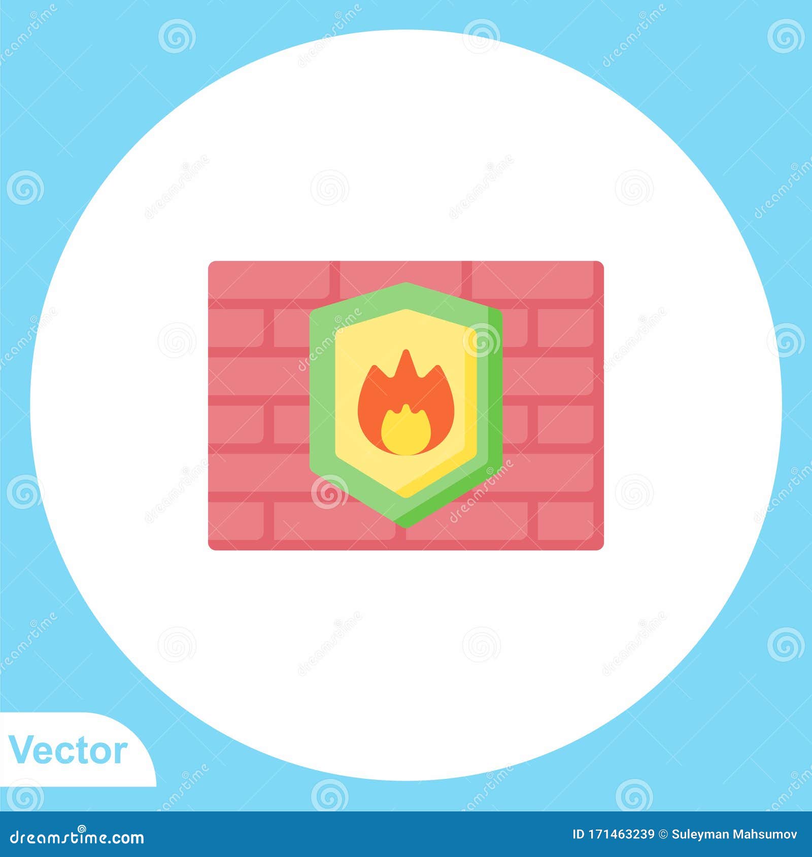 Firewall Flat Vector Icon Sign Symbol Stock Vector - Illustration of ...