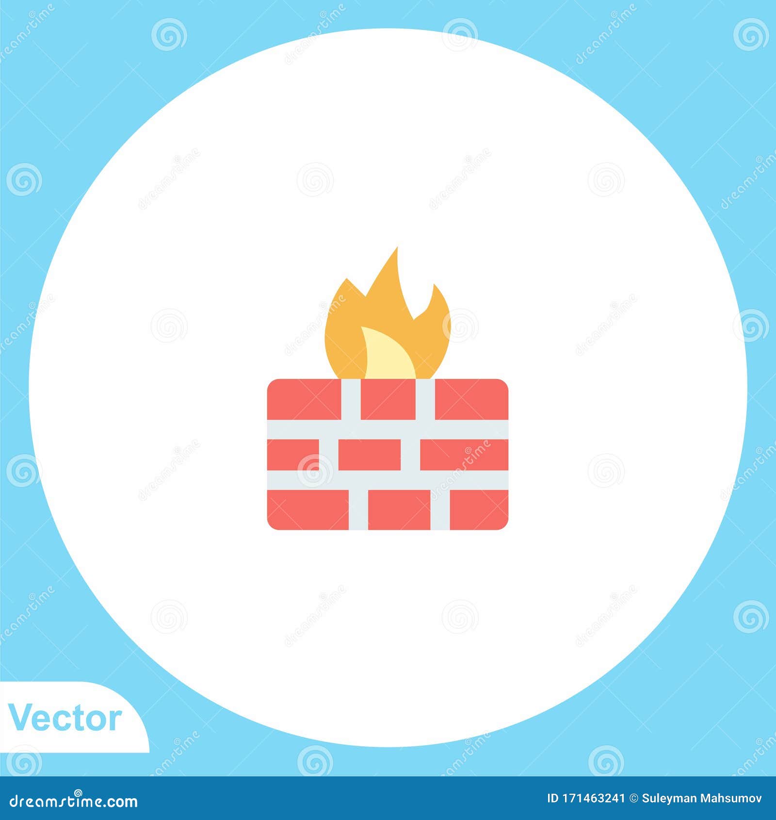 Firewall Flat Vector Icon Sign Symbol Stock Illustration - Illustration ...