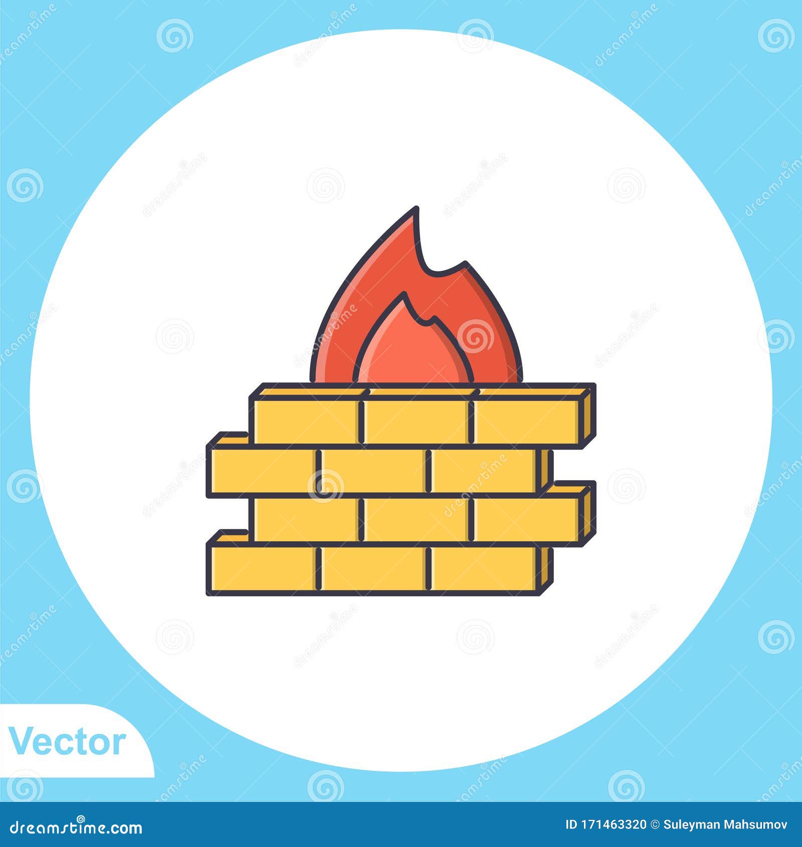 Firewall Flat Vector Icon Sign Symbol Stock Vector - Illustration of ...
