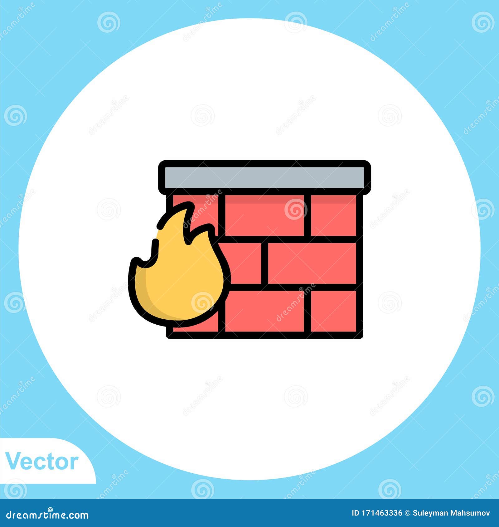 Firewall Flat Vector Icon Sign Symbol Stock Vector - Illustration of ...